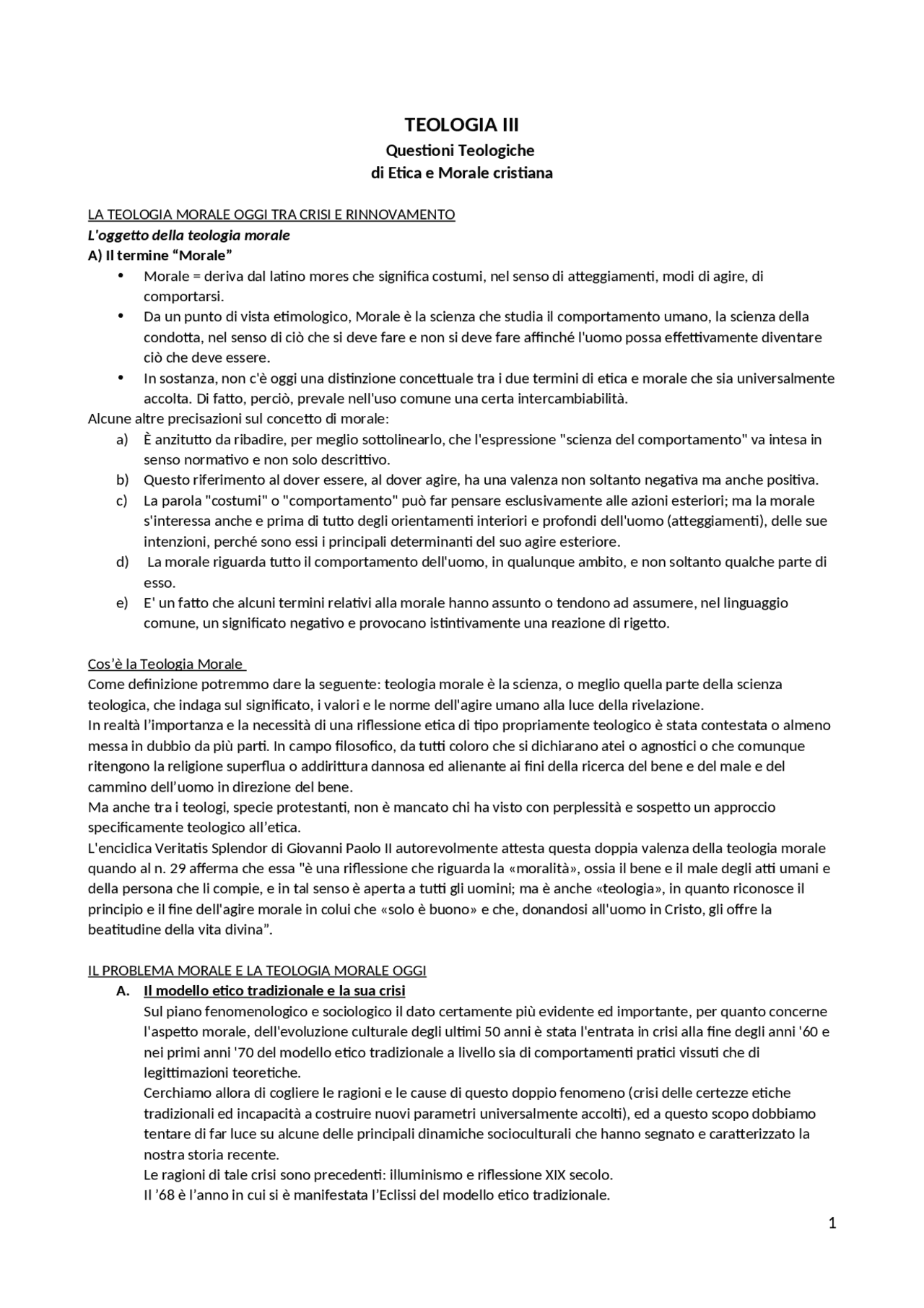 Teologia 3, slide esame - Docsity