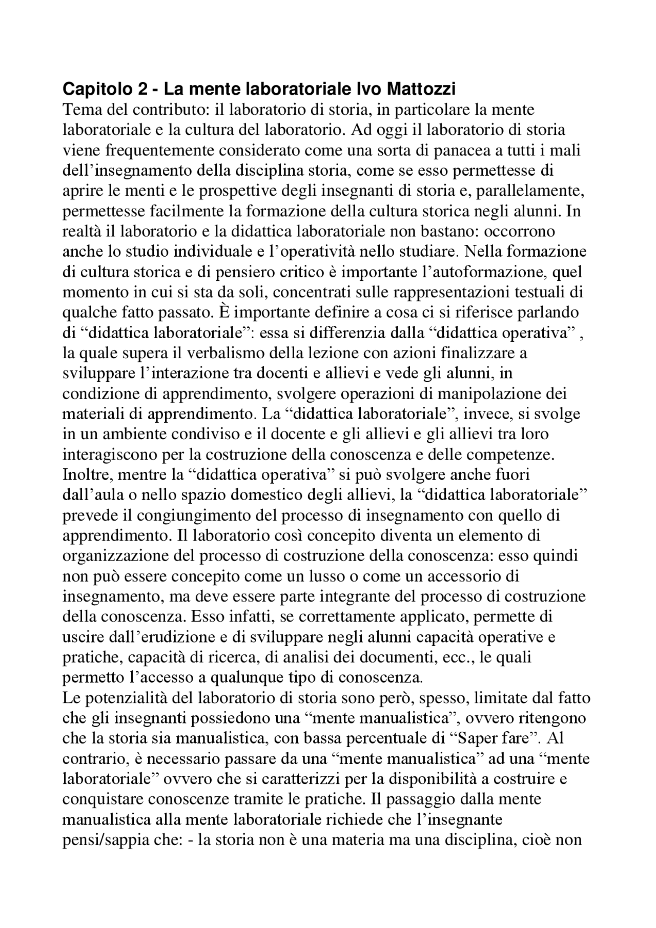 Riassunto Insegnare Storia Docsity