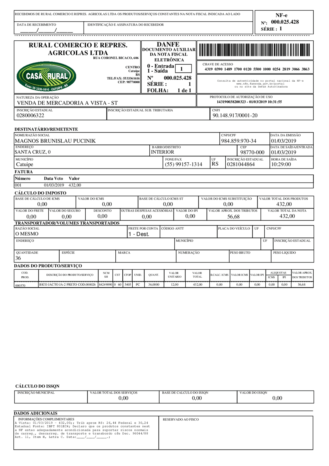 Modelo de nota fiscal - Docsity