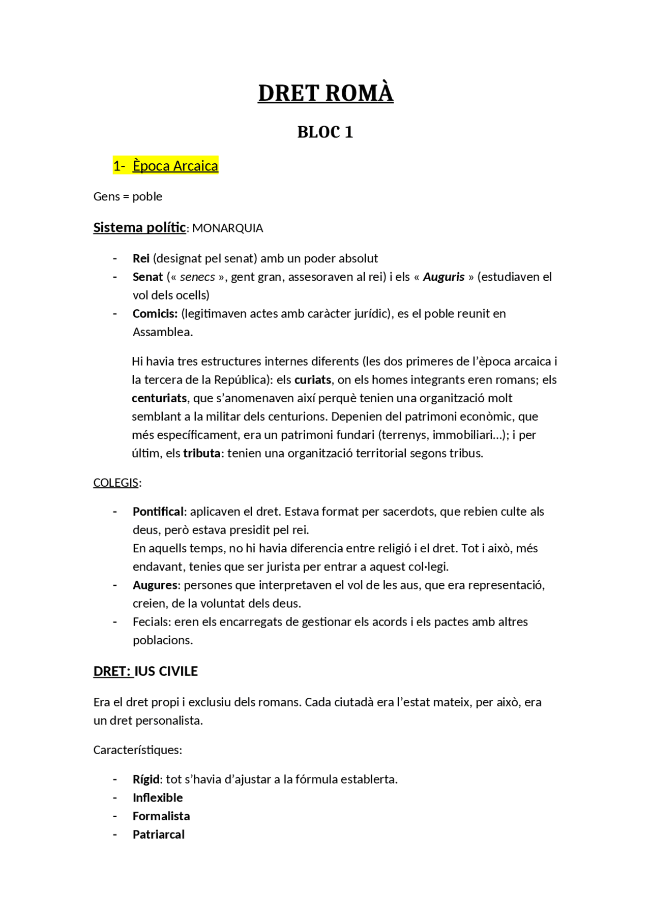 Dret RomÀ Bloques 1 2 3 Docsity