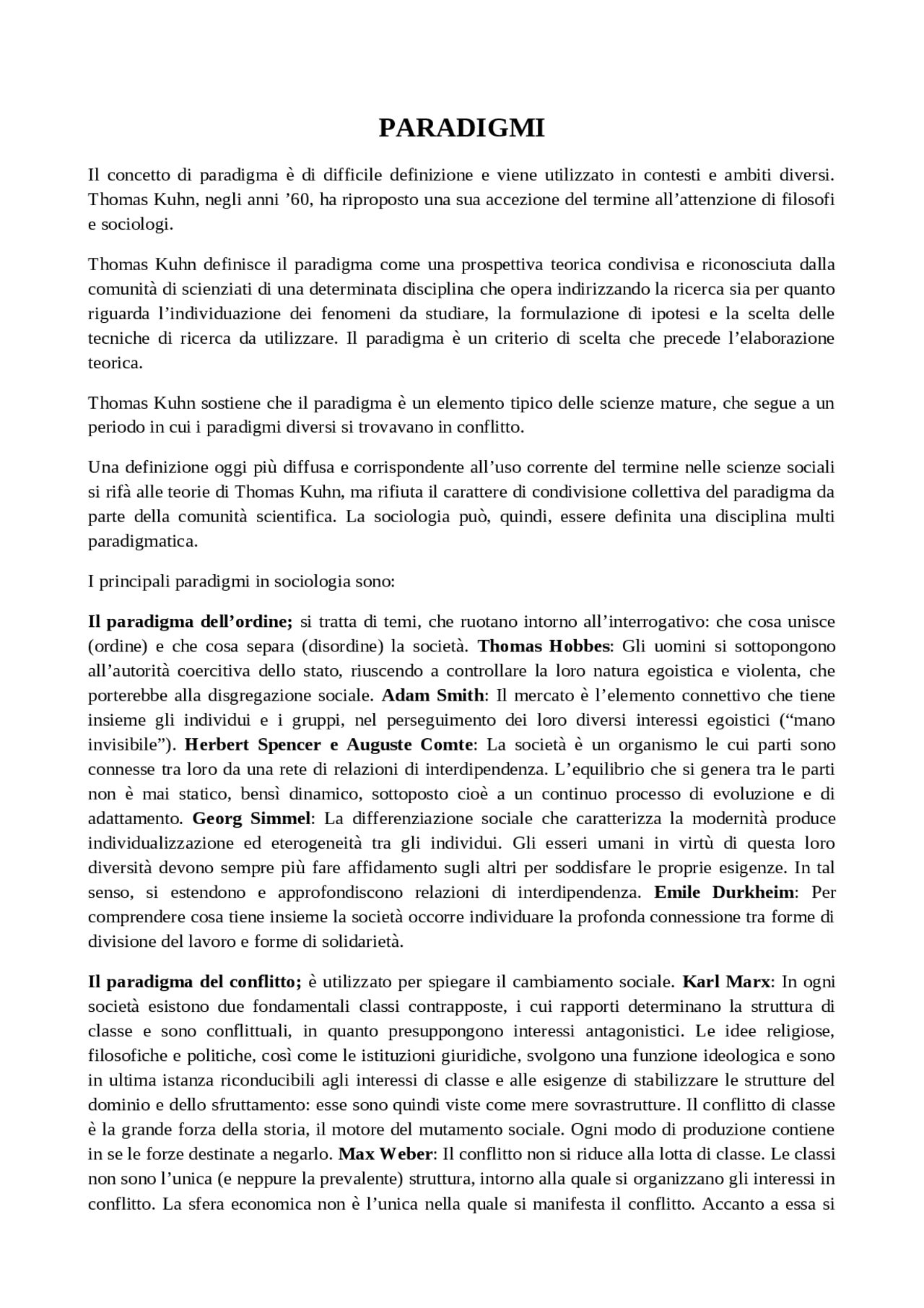 Paradigmi Sociologia Docsity