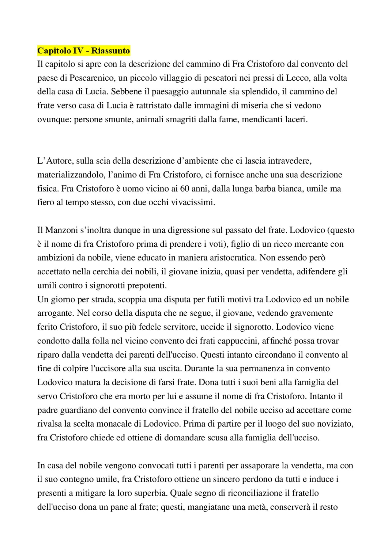 Promessi Sposi Cap4 Docsity