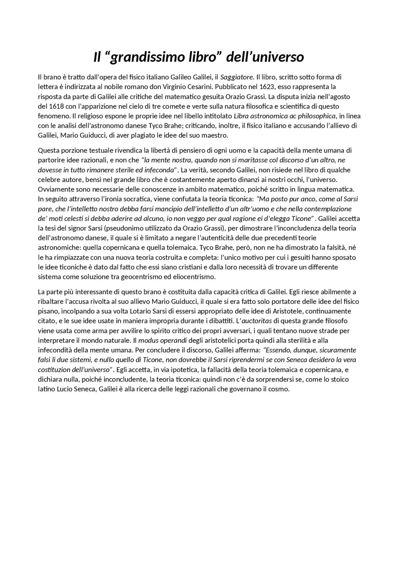 "Il grandissimo libro dell'universo"-Saggiatore, Galileo Galilei ...