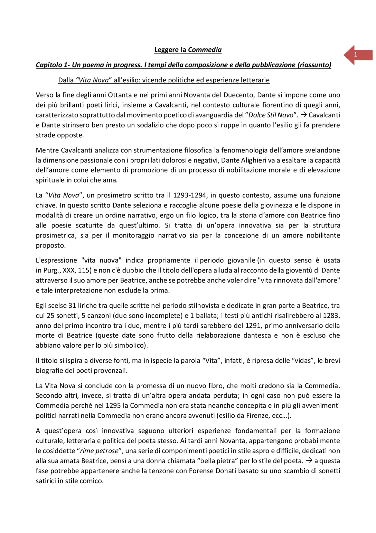 Leggere La Divina Commedia Docsity