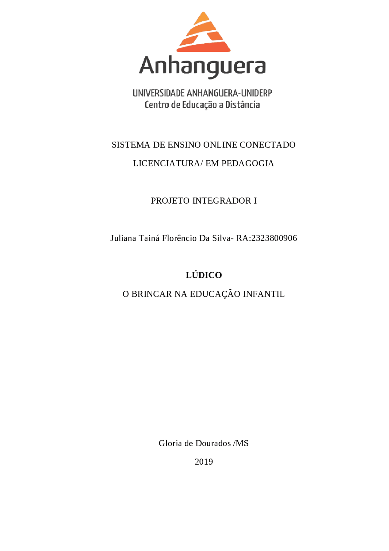 Projeto Integrador 1 Docsity