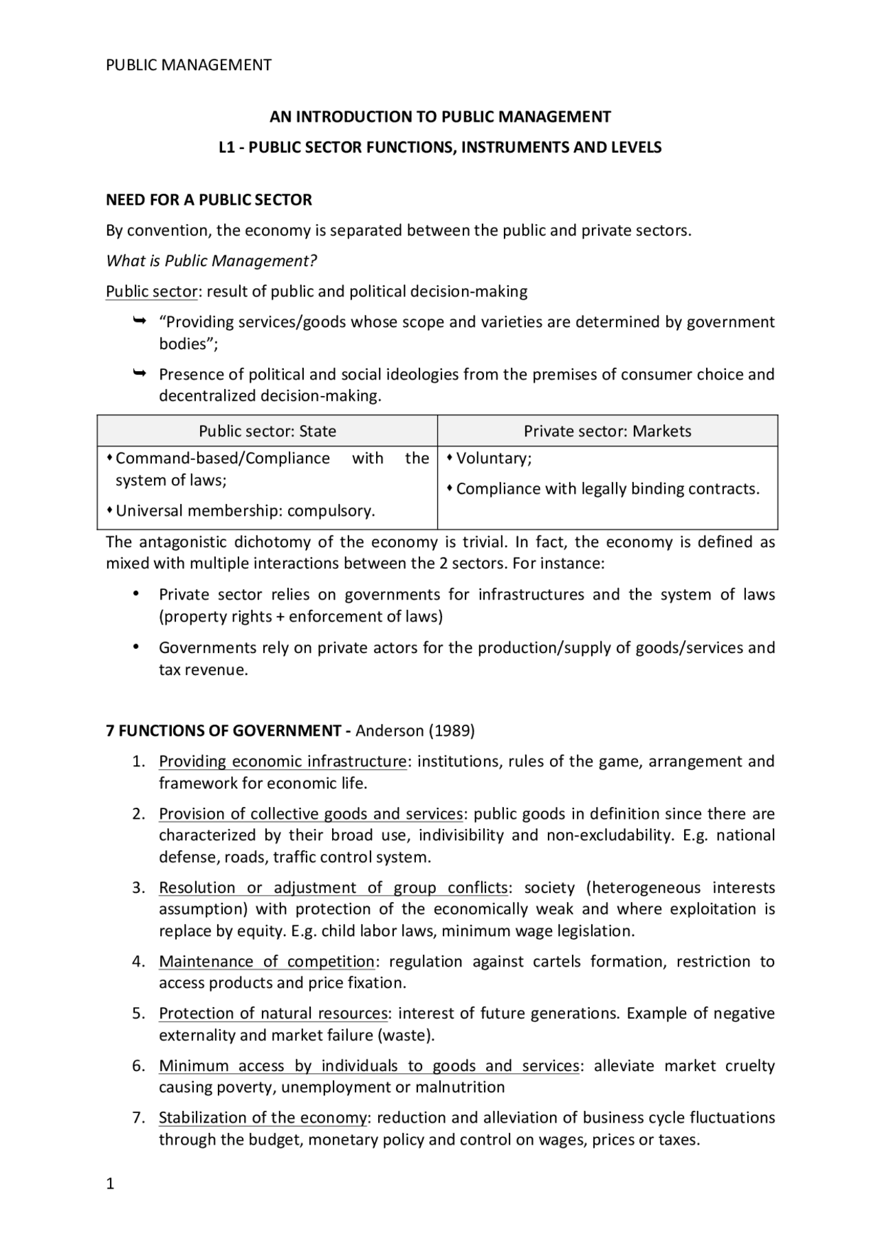 Public Management Summary Docsity