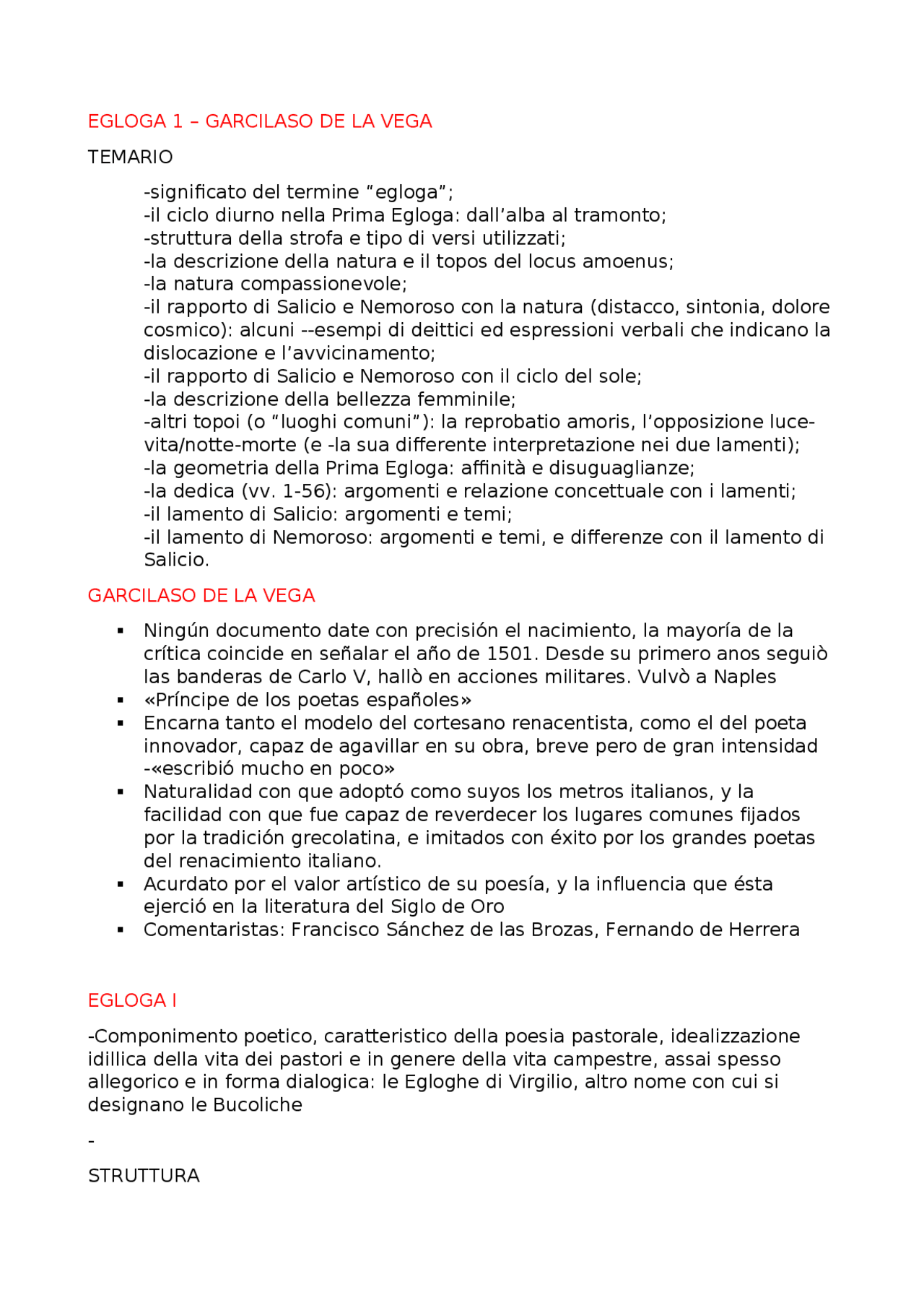 Egloga I- Garcilaso de la Vega | Appunti di Letteratura Spagnola | Docsity