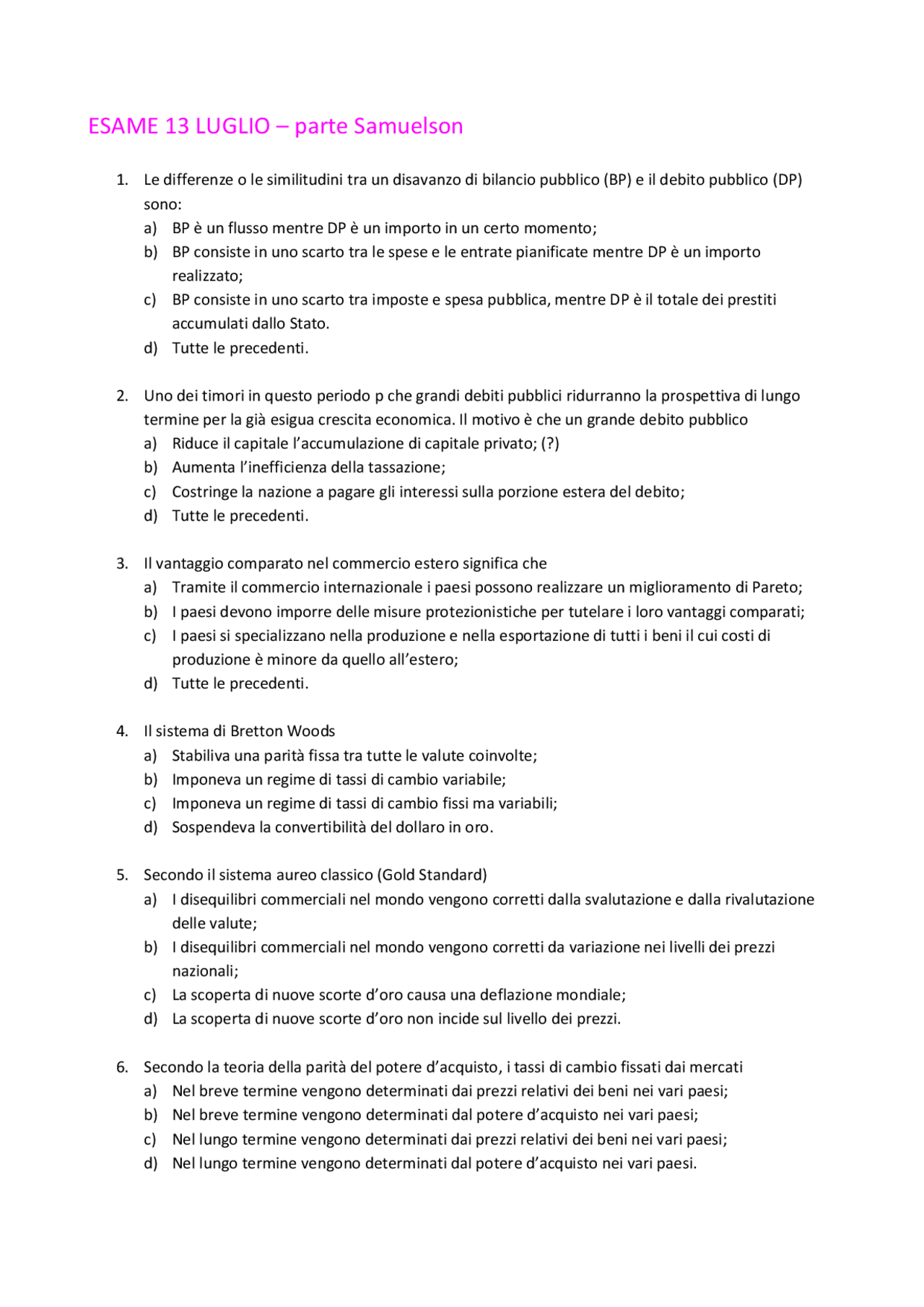 Riassunto libro samuelson 1 completo - Docsity