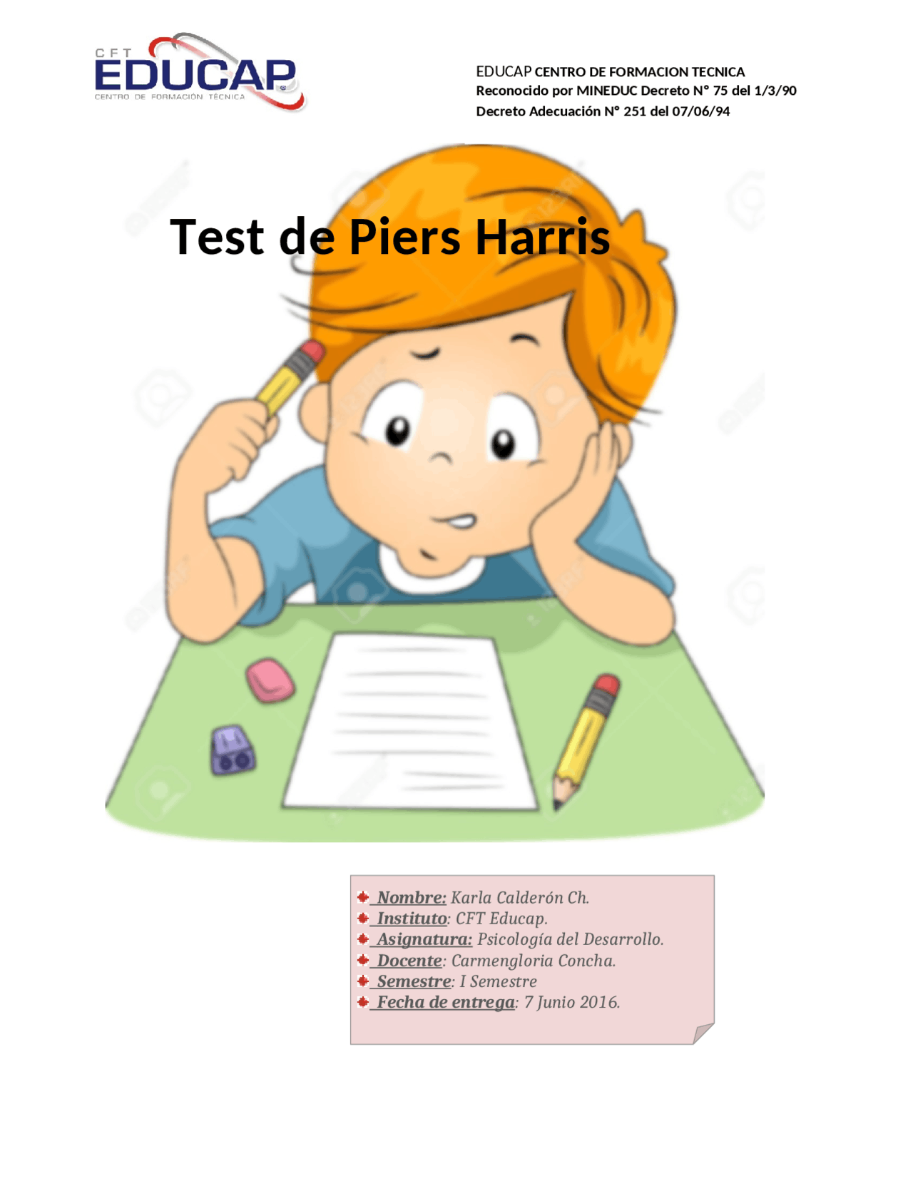 Auto concepto test de piers harris | Guías, Proyectos, Investigaciones ...