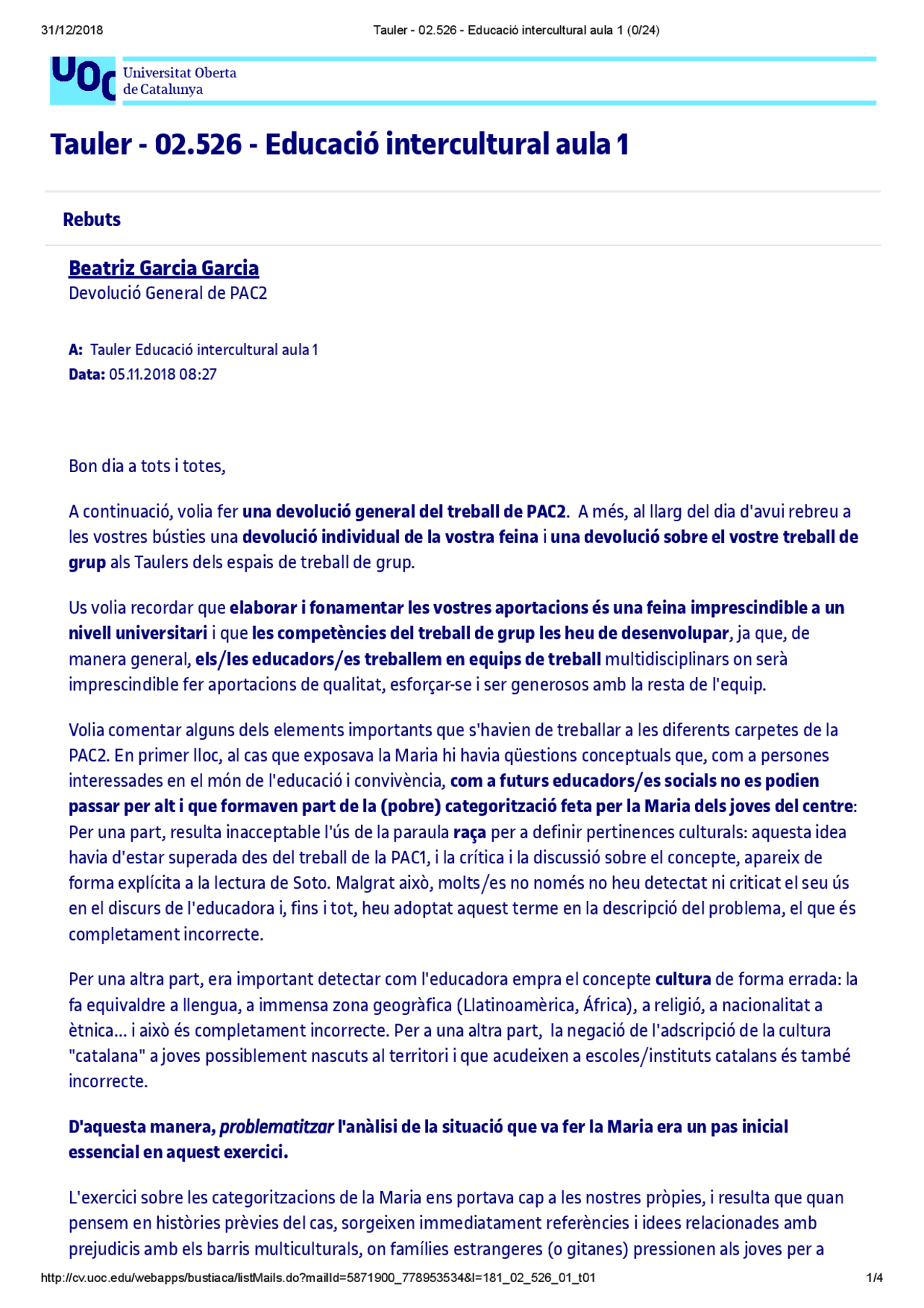 Devolució Pac2 Educació Intercultural Docsity