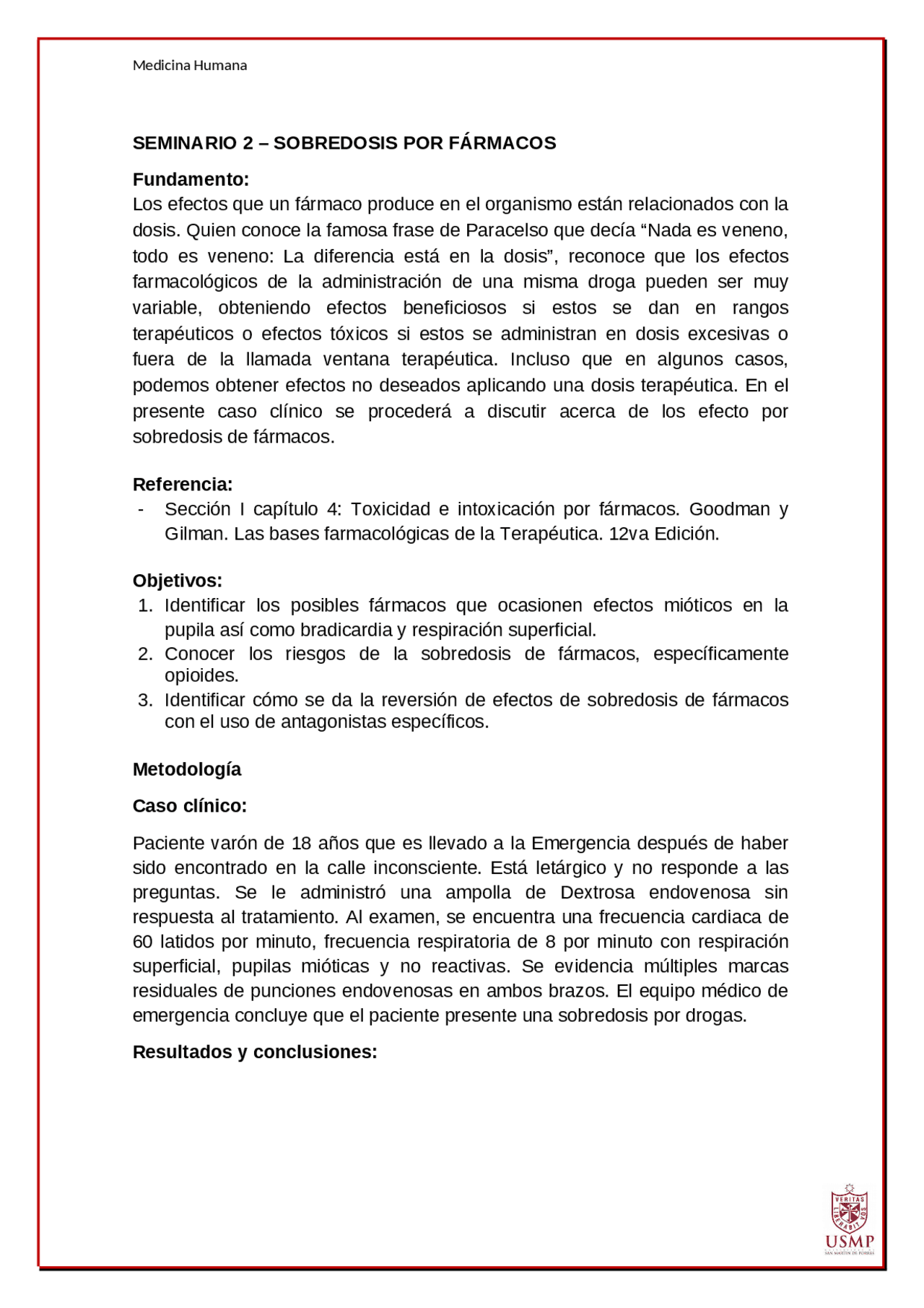 Sobredosis De Farmacos Ejercicios De Farmacología Docsity