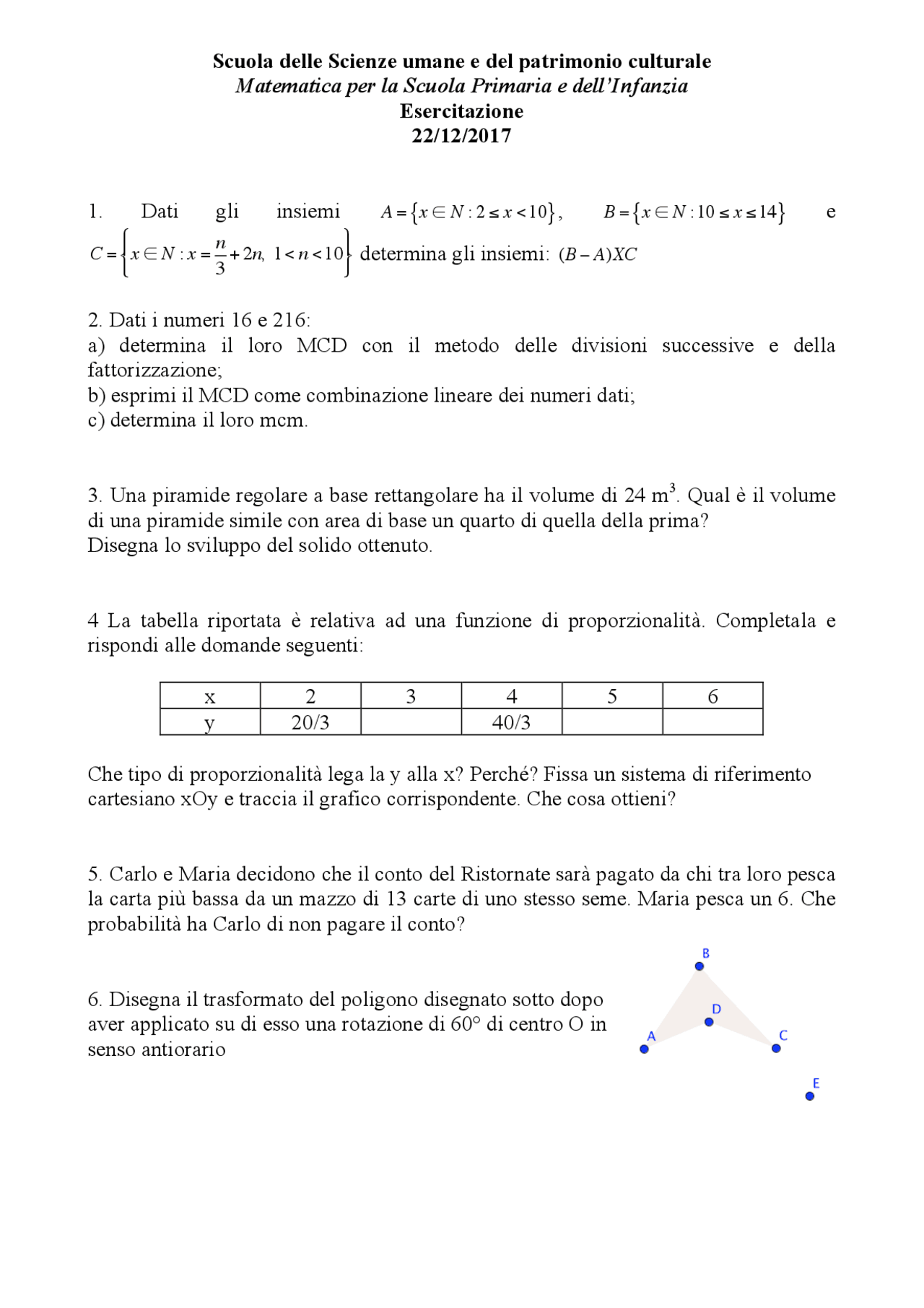 Esercitazione Matematica Esercizi Di Matematica Discreta Docsity