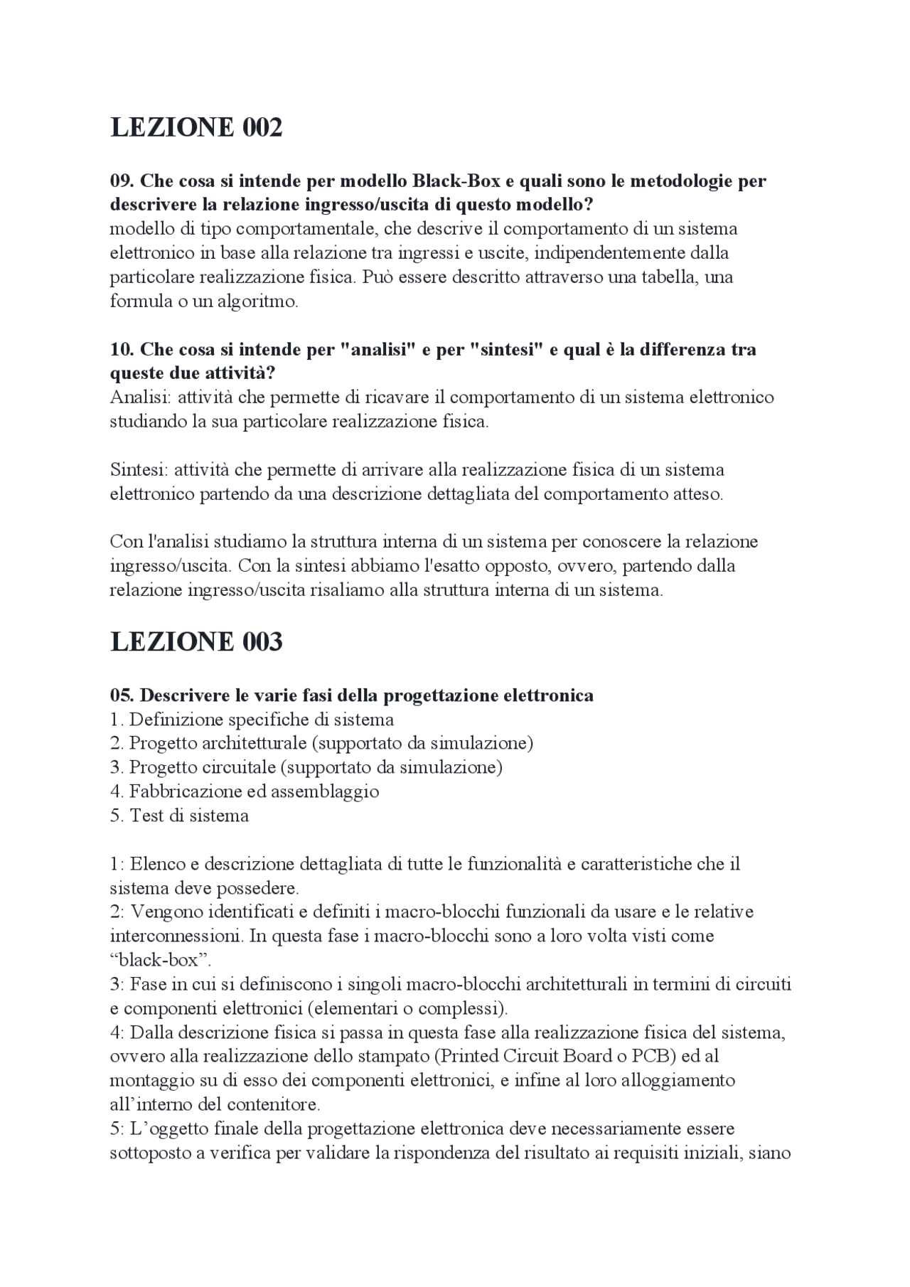 Elettronica Dei Sistemi Digitali Uniecampus Domande Aperte Del