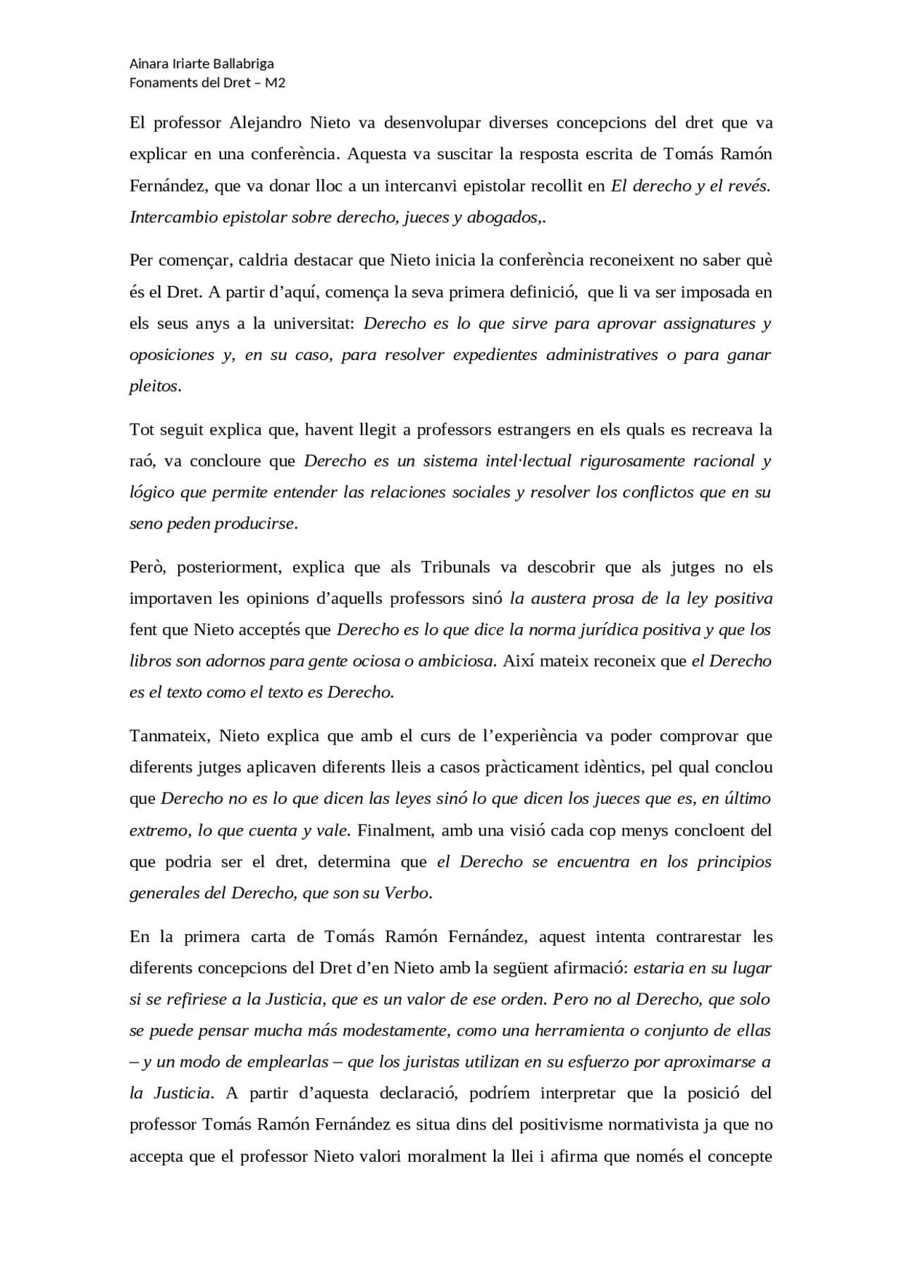 Treball 1 Fonaments Del Dret Del Derecho Y Del Revés Docsity