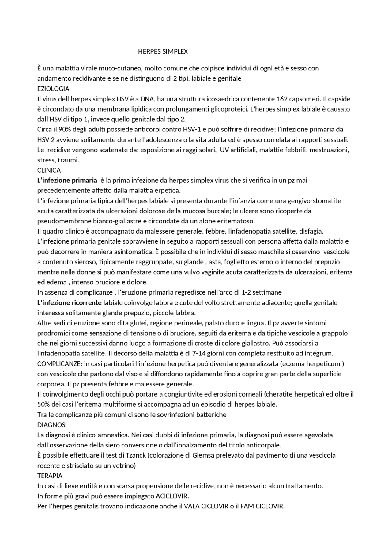 Herpes Virus Dermatologia Docsity