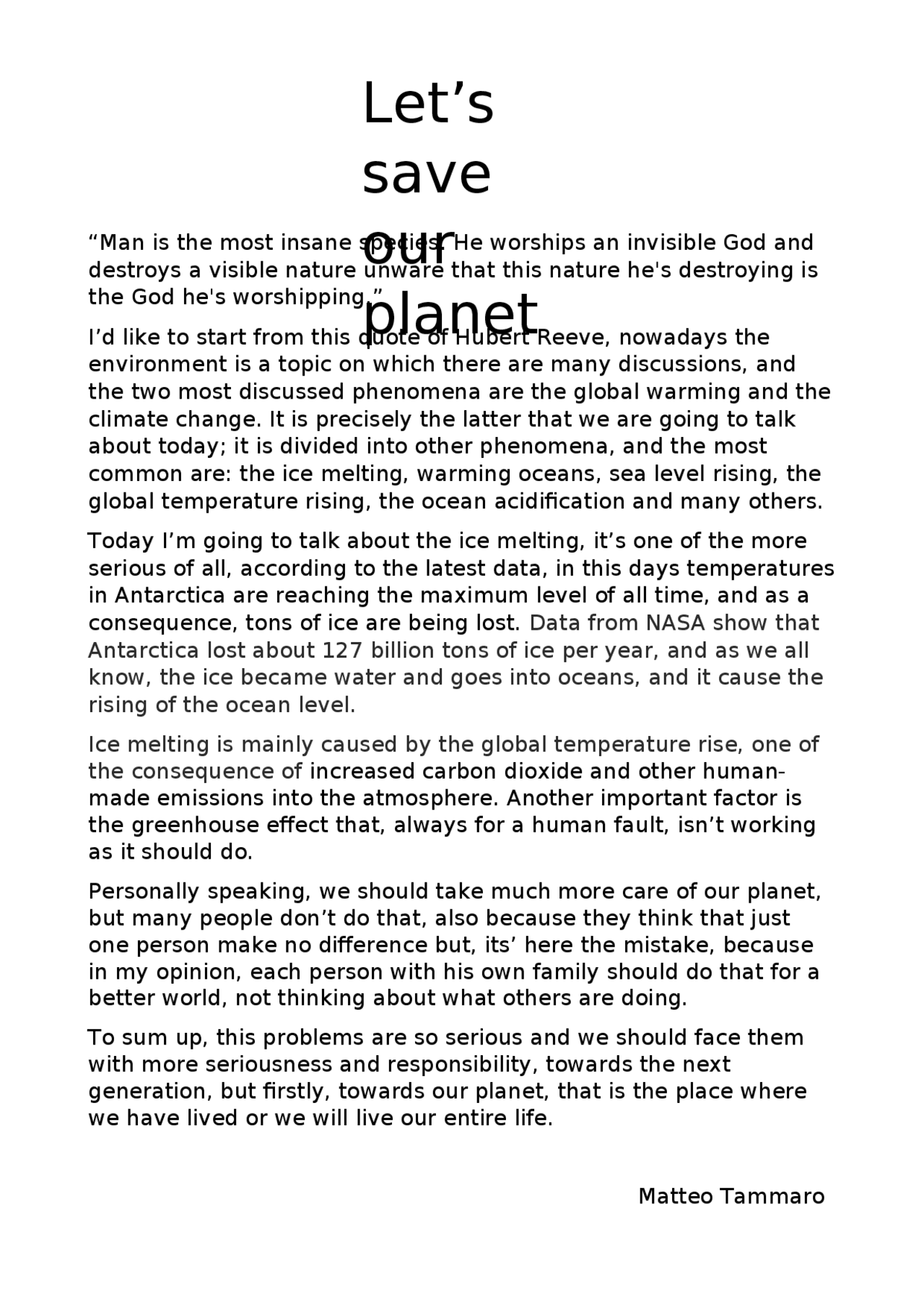 Save our planet - Docsity