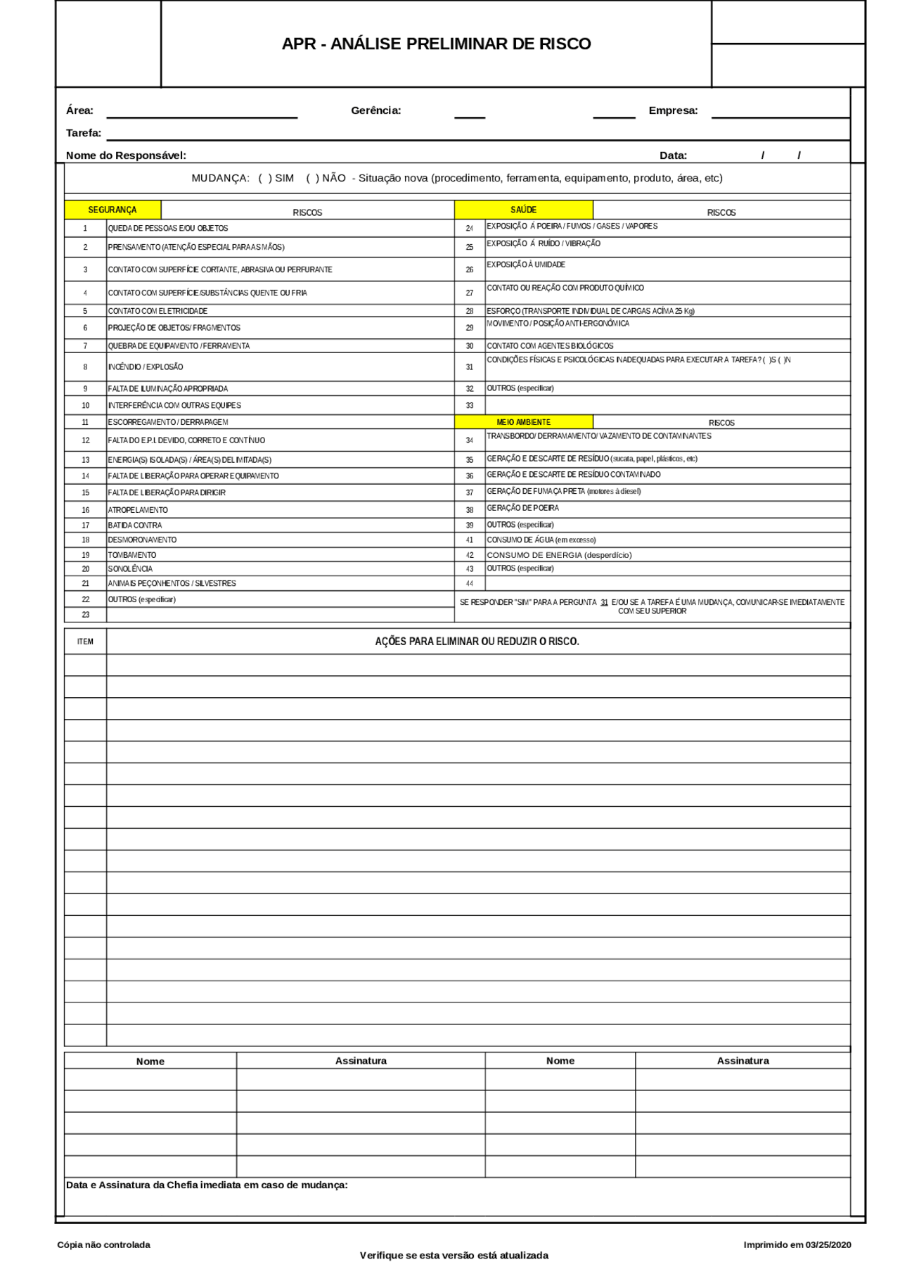 Apr Análise Preliminar De Risco Docsity
