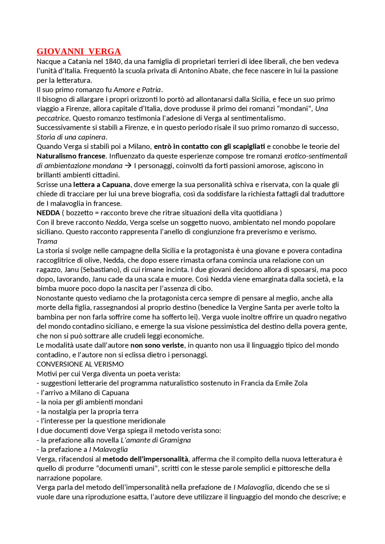 Appunti della materia di italiano - Docsity