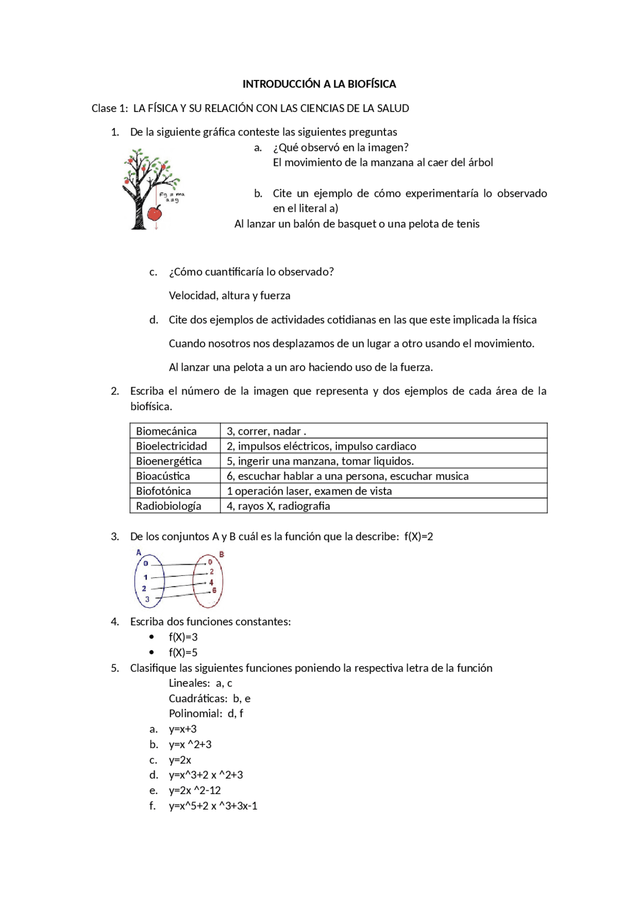 Introduccion A La Biofisica Ejercicios Exámenes De Biofísica Docsity