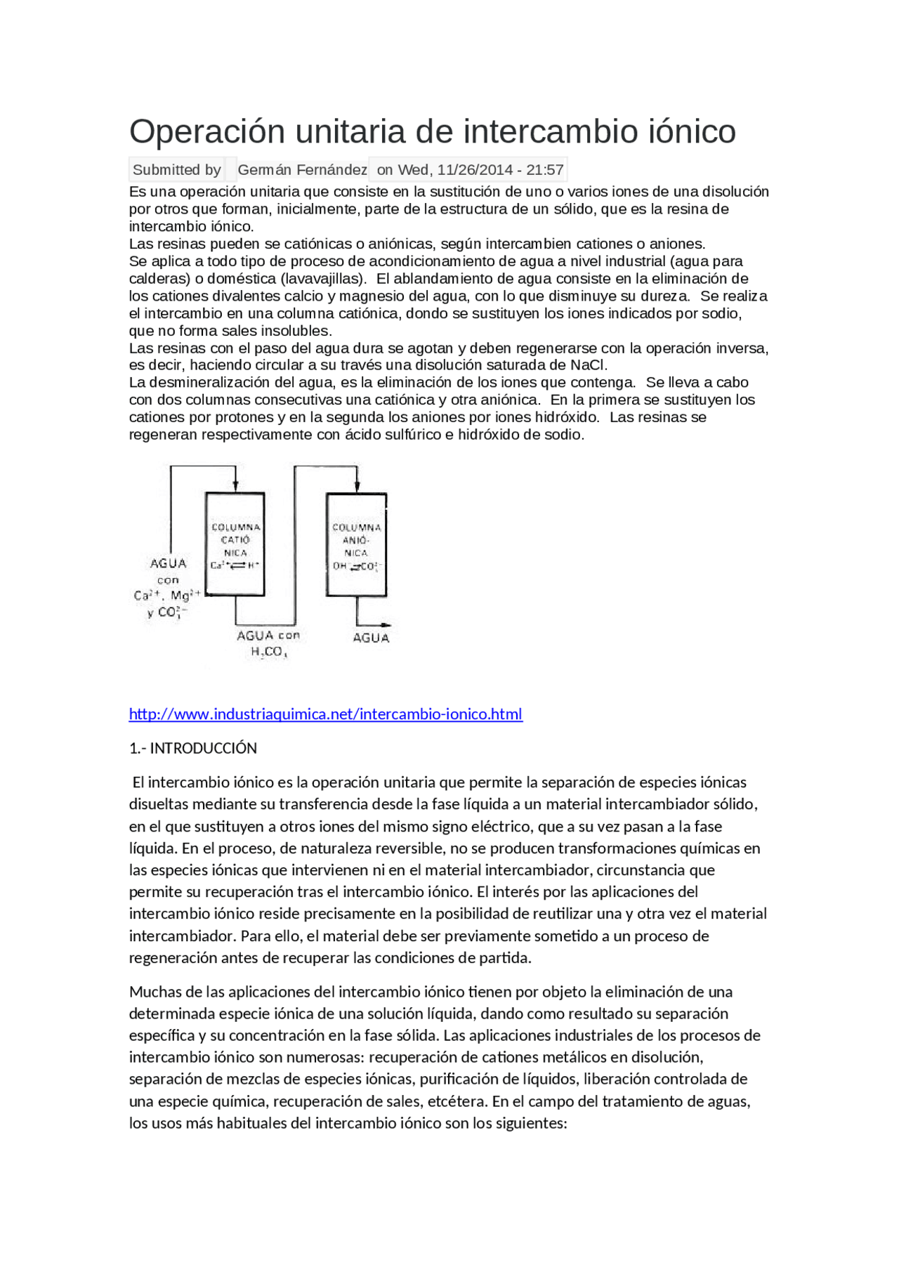 INTRODUCCIÓN AL INTERCAMBIO IONICO | Apuntes de Química Aplicada | Docsity
