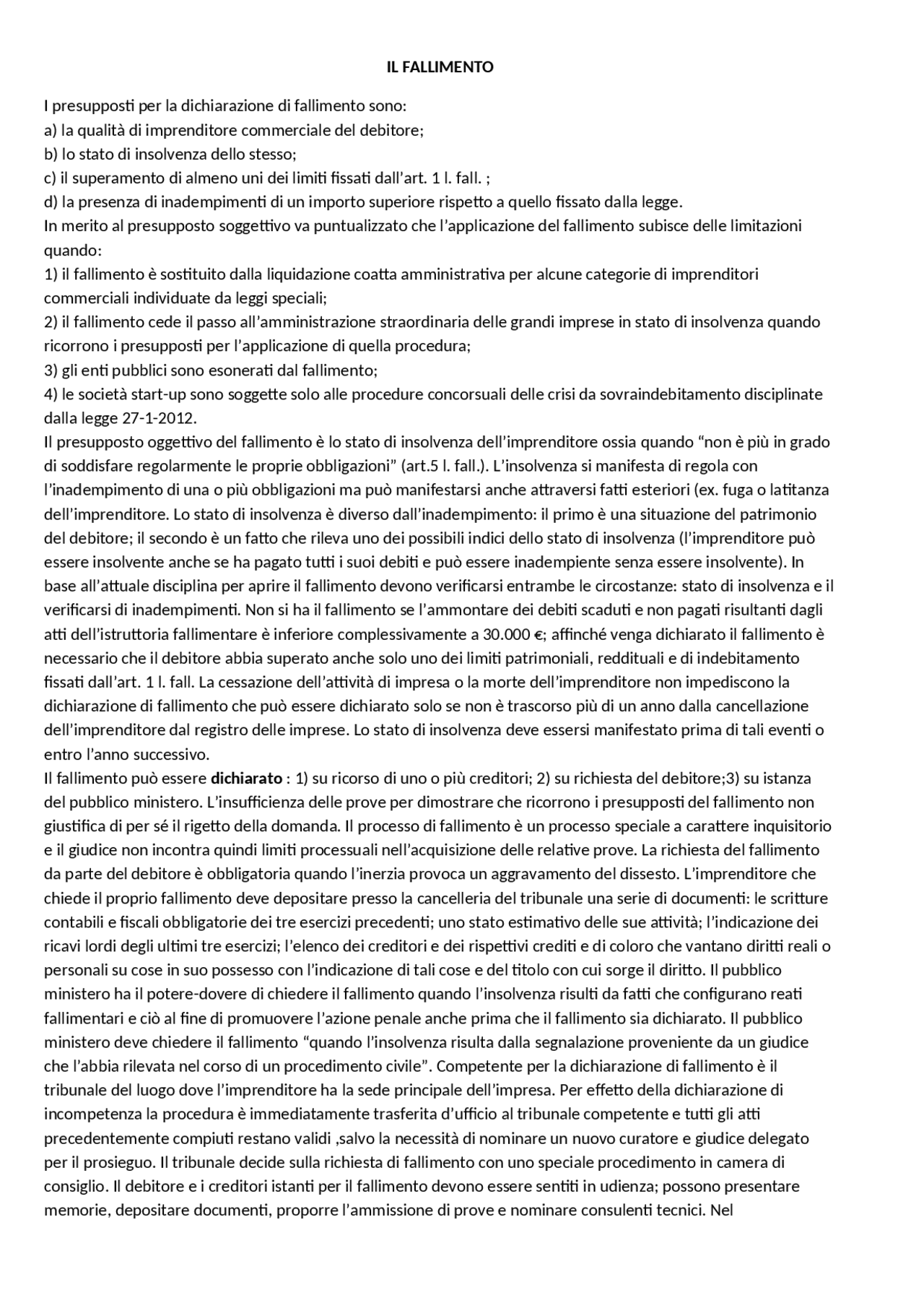Procedure Concorsuali Docsity