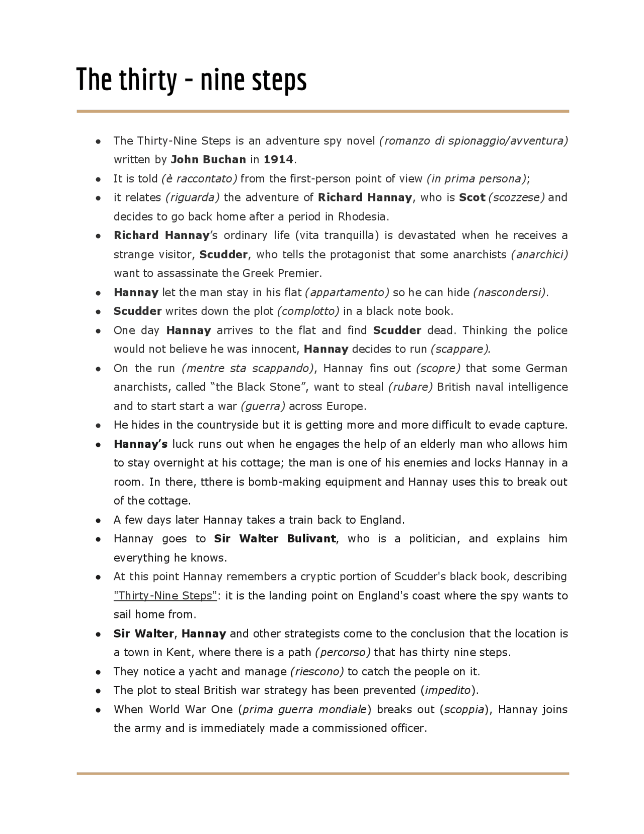 The thirty - nine steps - Docsity