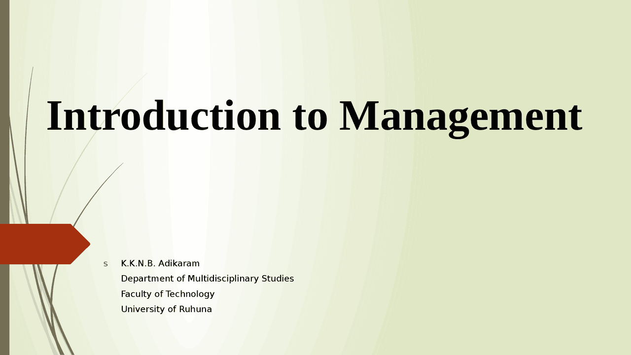 Introduction To Management Docsity