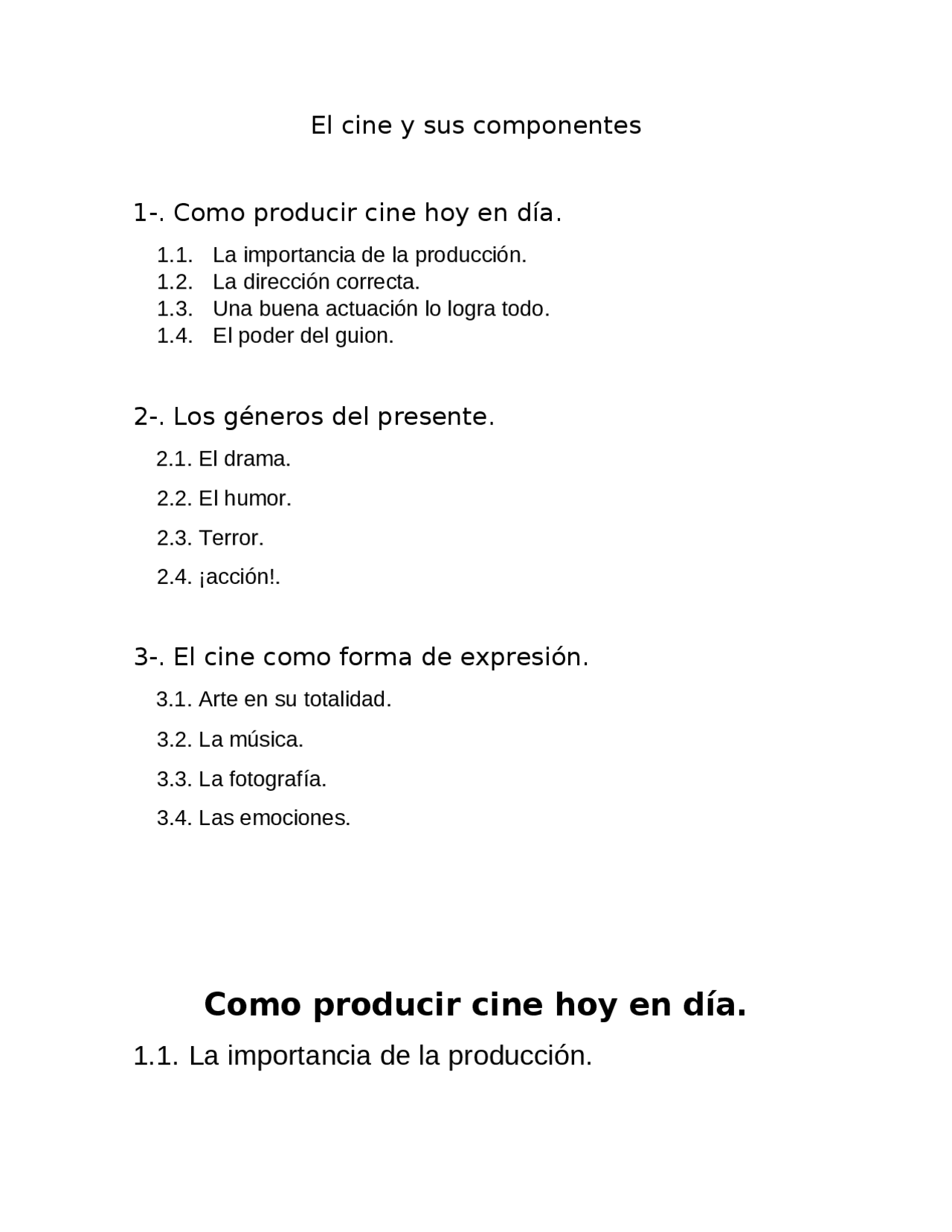 El cine y sus componentes - Docsity