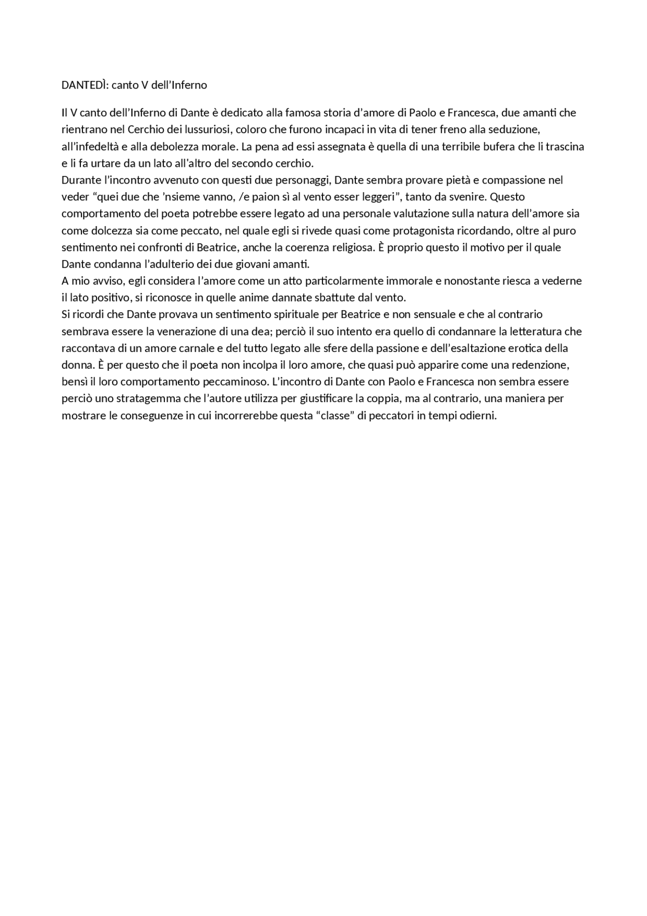 Commento Paolo e Francesca di Dante | Esercizi di Lingue e letterature ...