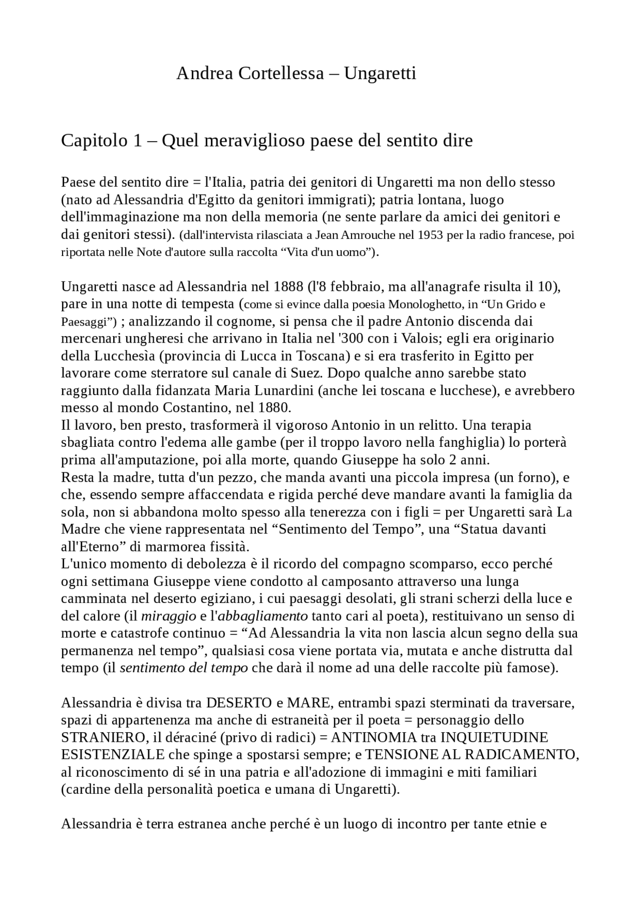 Giuseppe Ungaretti Lallegria Docsity
