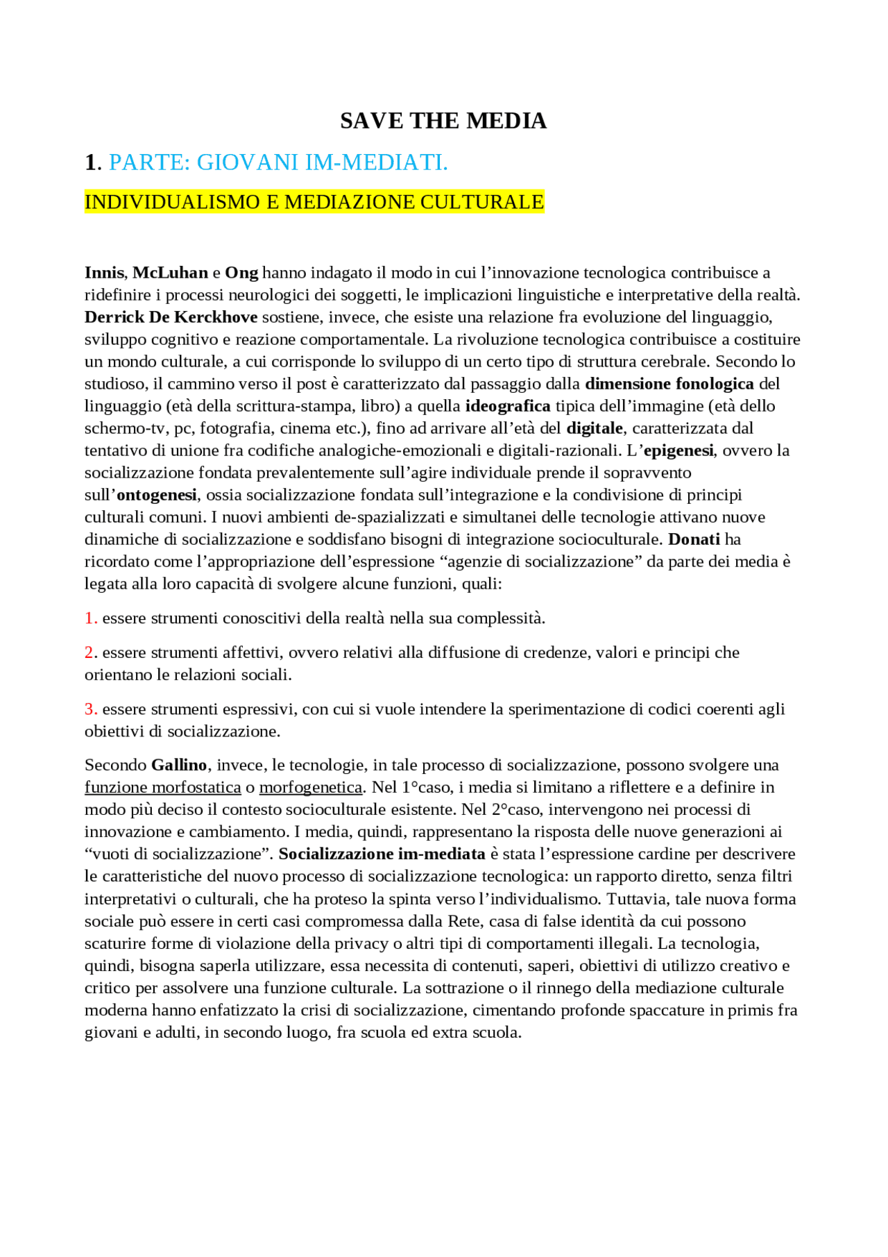 Riassunto Save The Media Docsity