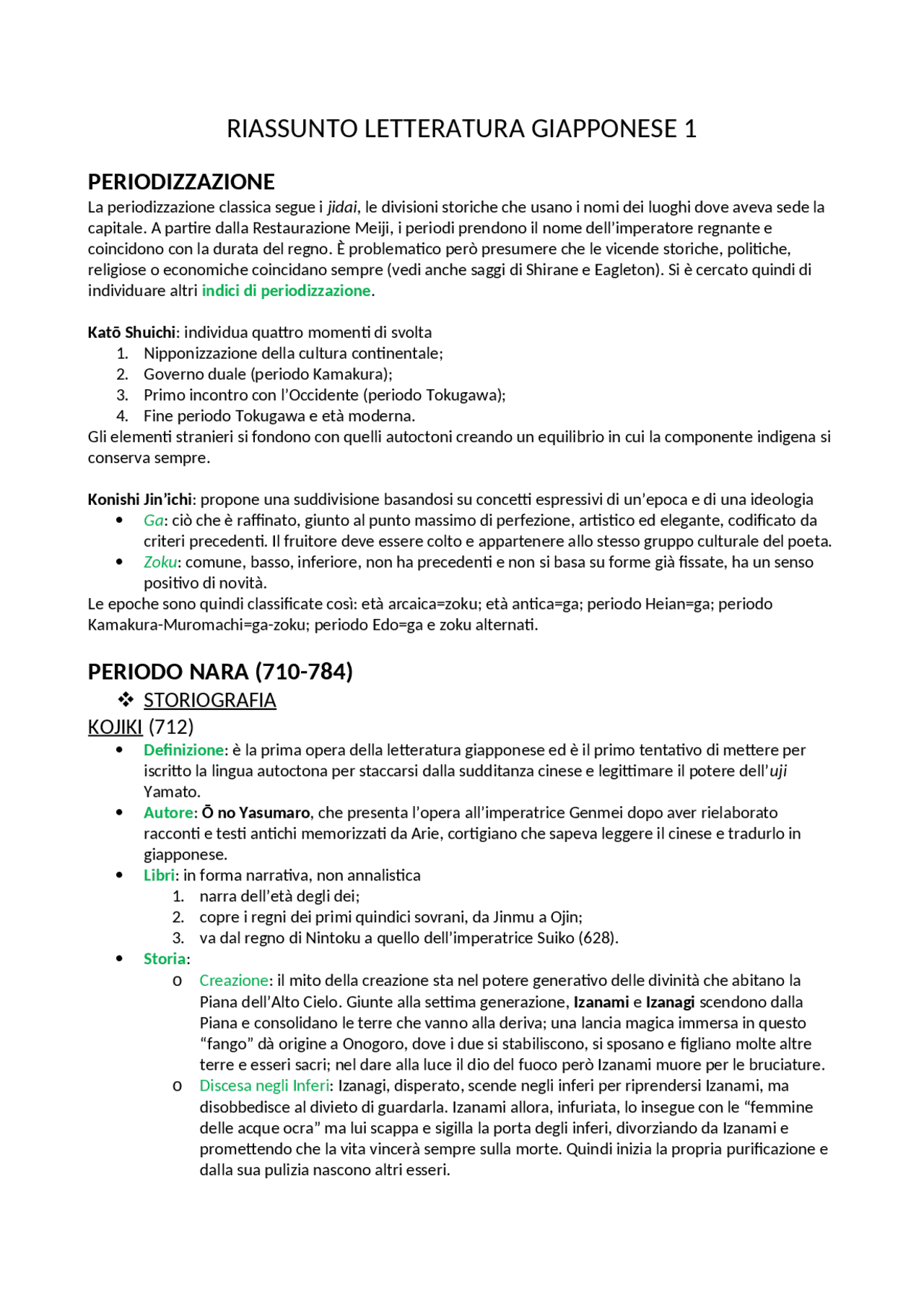 Letteratura Giapponese 1 Riassunto Completo Appunti Di Letteratura