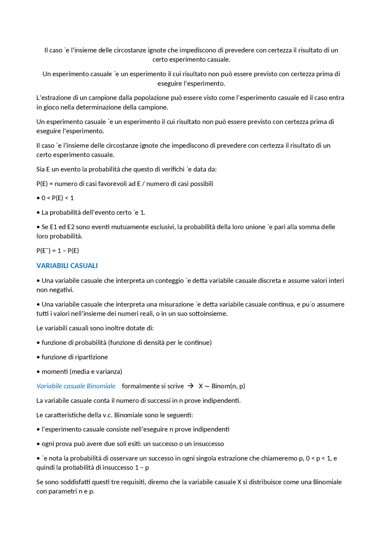 Inferenza Statistica Docsity
