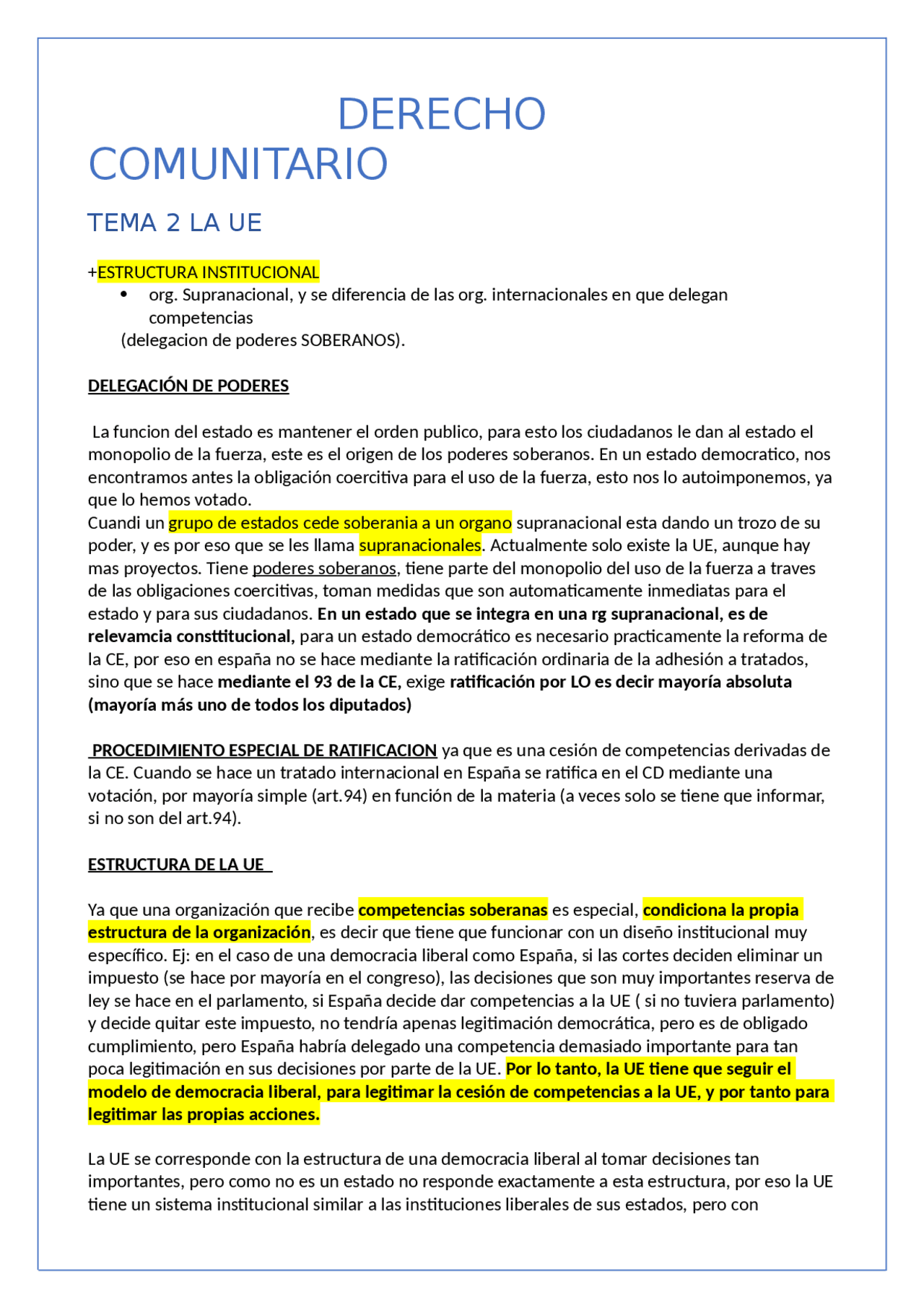 Derecho comunitario. - Docsity