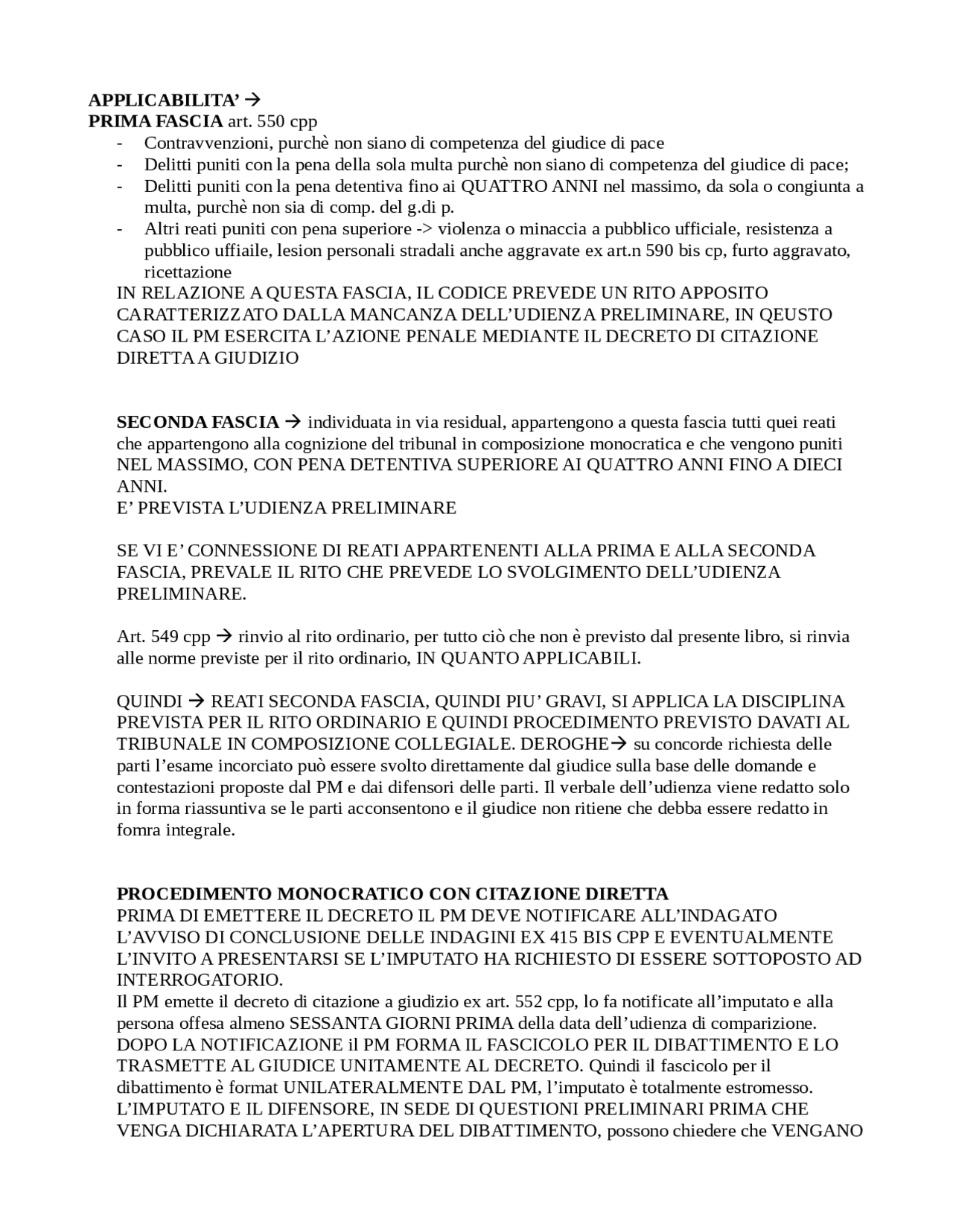 Riassunto Procedimento Tribunale In Composizione Monocratica Cpp