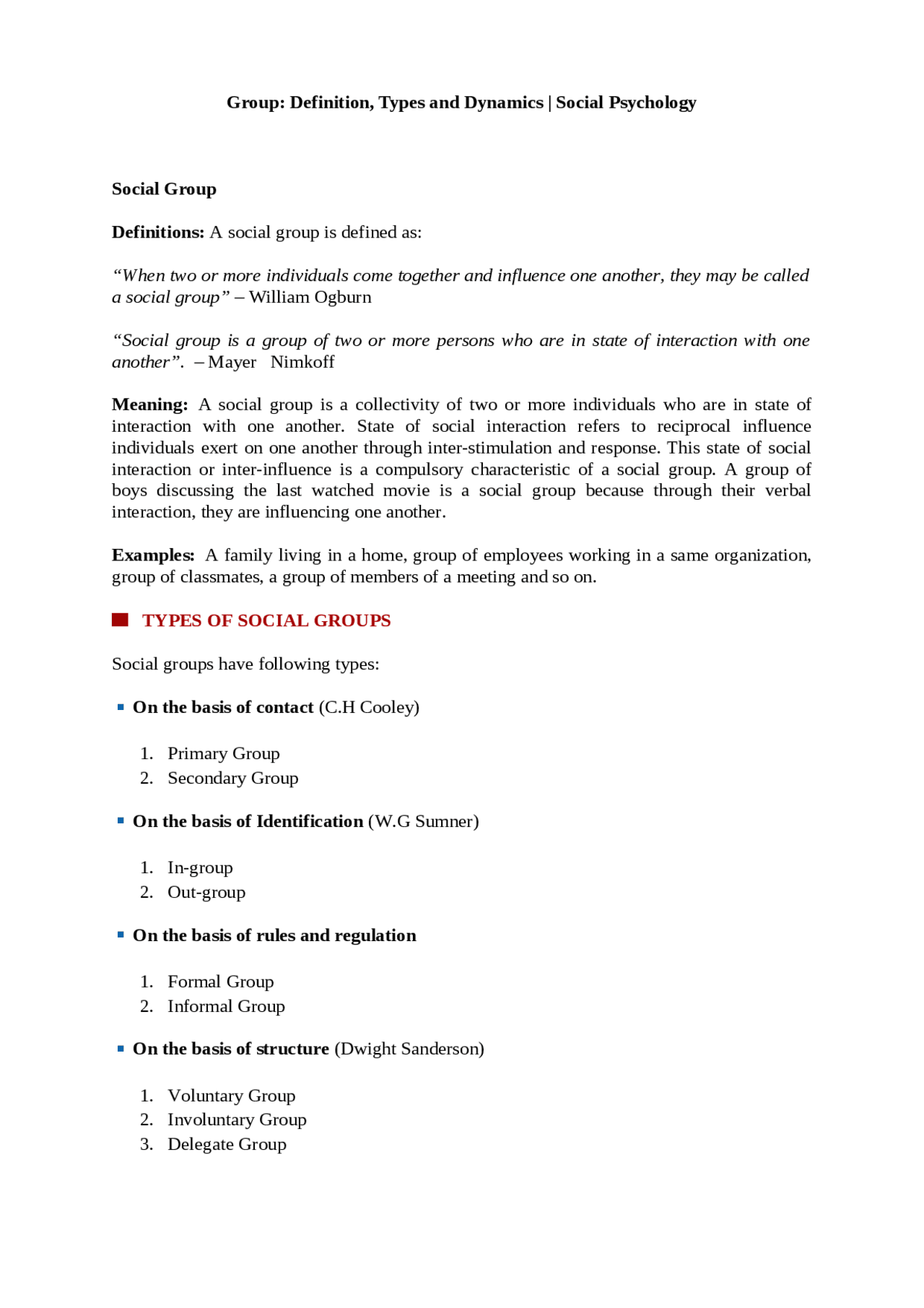 Social Group and social psychology - Docsity