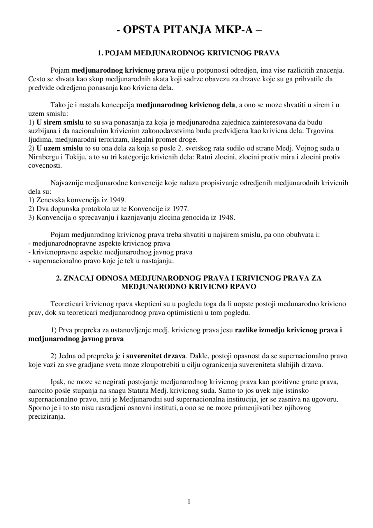 Medjunarodno Krivicno Pravo Skripte Predlog Međunarodno Krivično