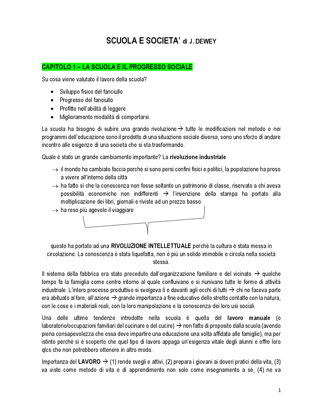 Scuola E Società Dewey Docsity