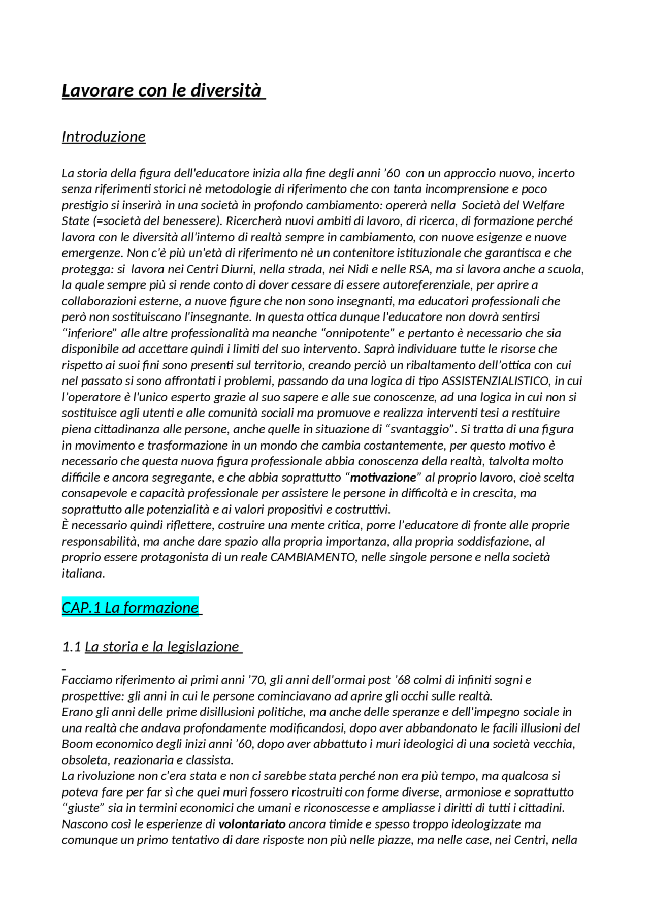 Lavorare Con Le DiversitÀ Docsity