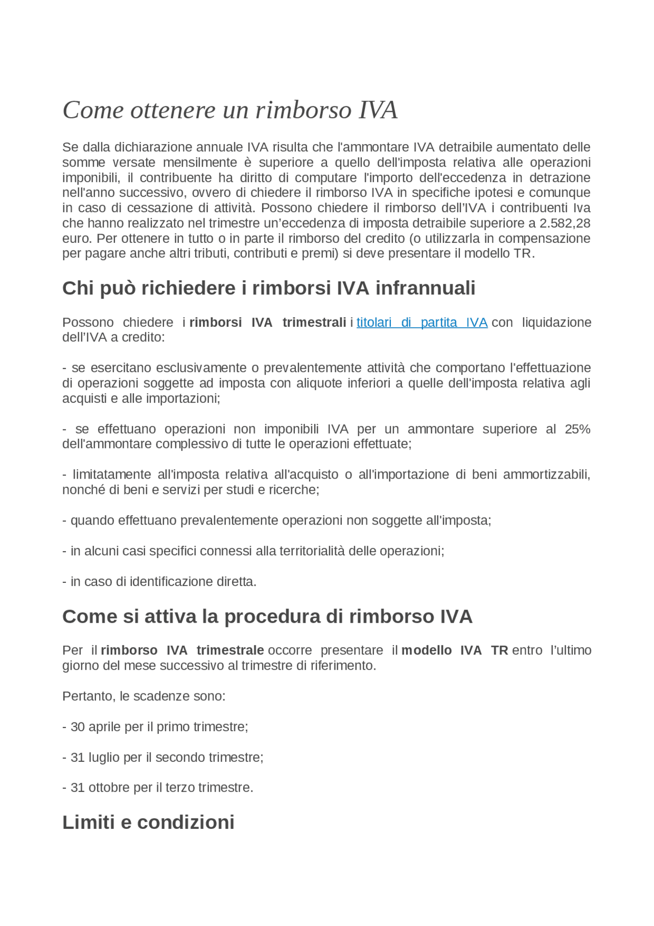 Dichiarazione rimborso iva - Docsity