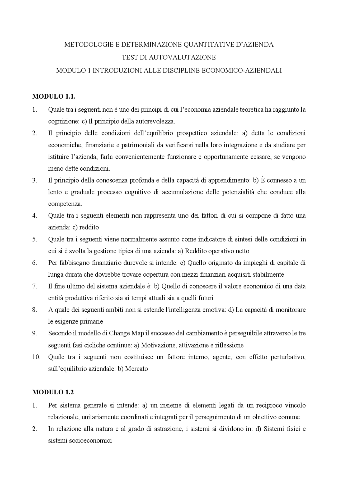 Autovalutazione Metodologie E Determinazione Quantitative Dazienda