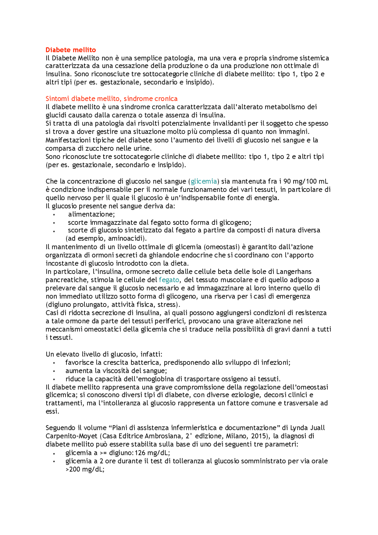 Diabete Mellito Infermieristica Appunti Di Infermieristica Docsity