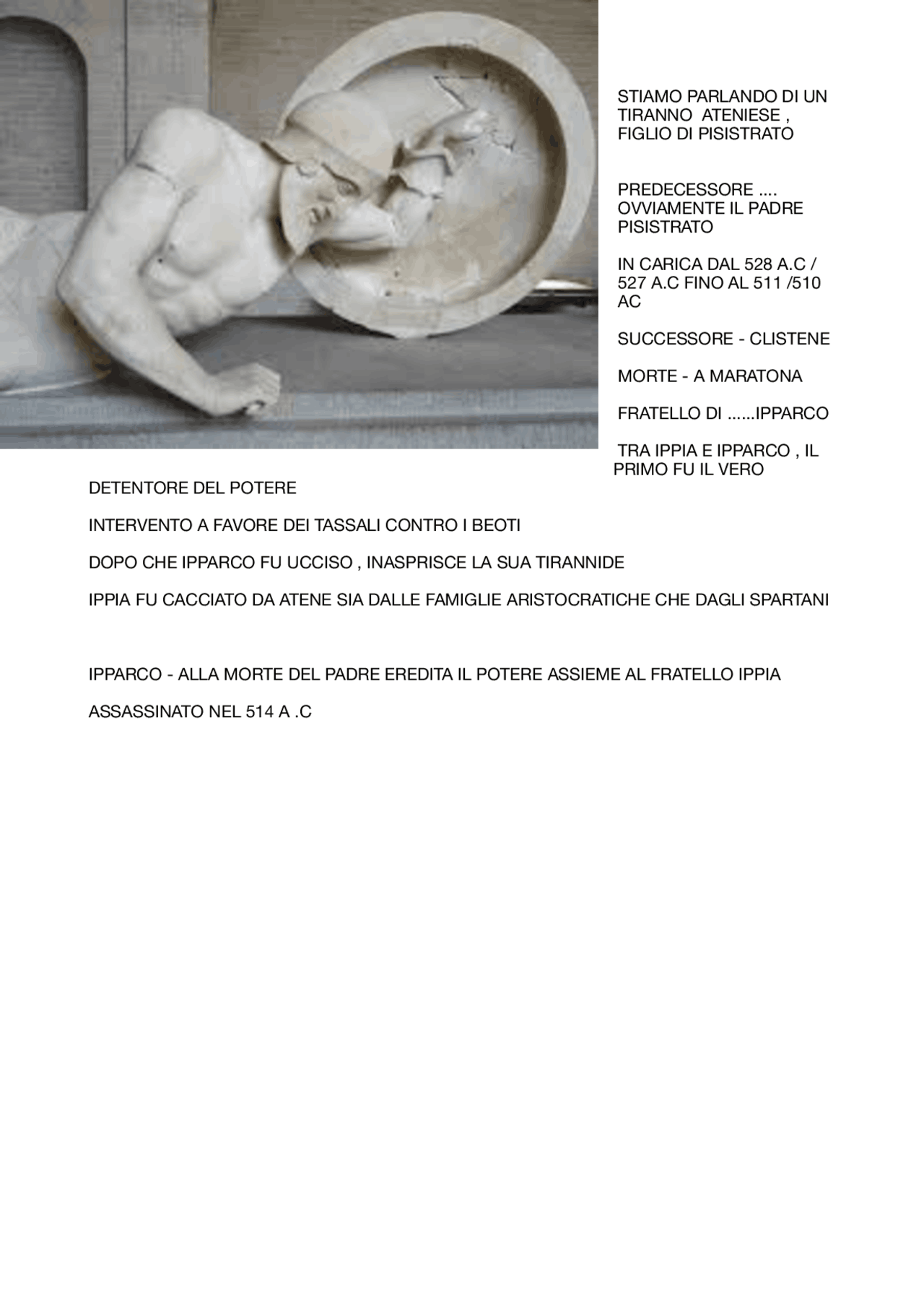 IPPIA E IPPARCO ( TIRANNI DI ATENE ) - Docsity