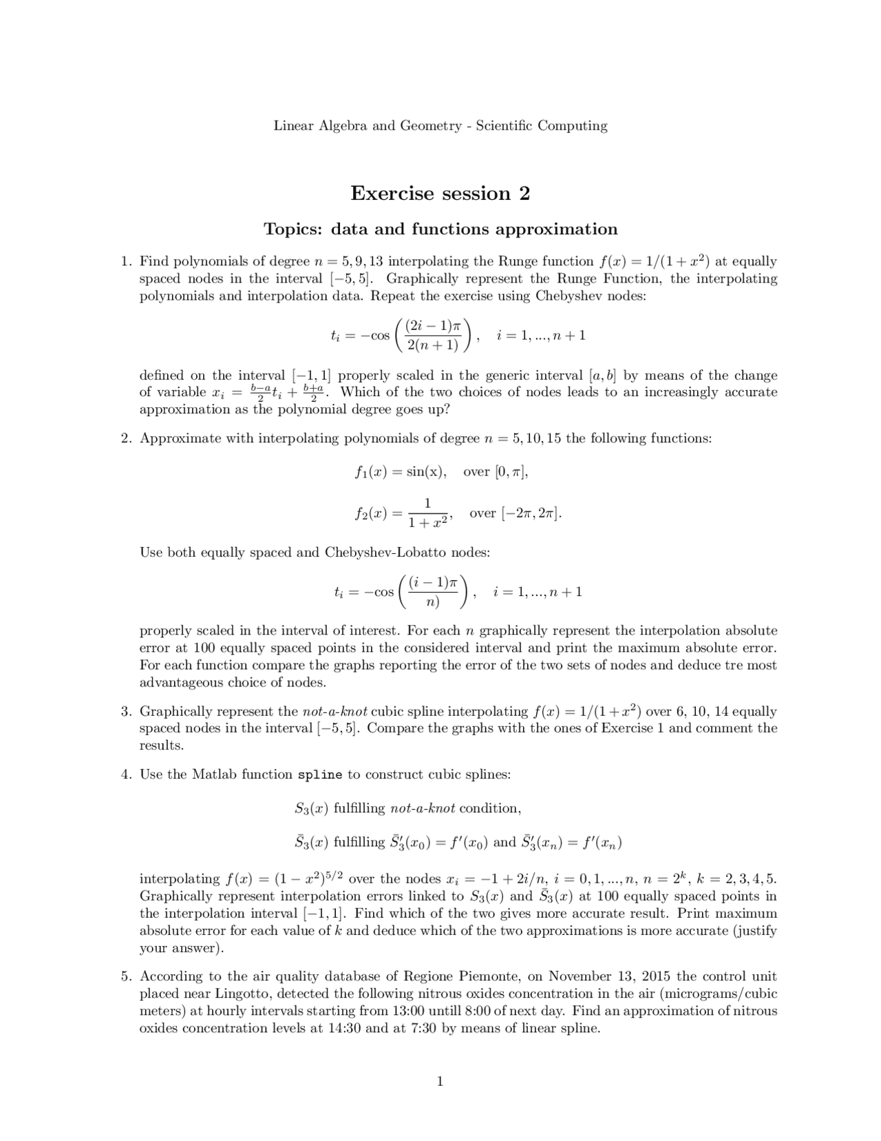 Esercizitazione Matlab Docsity