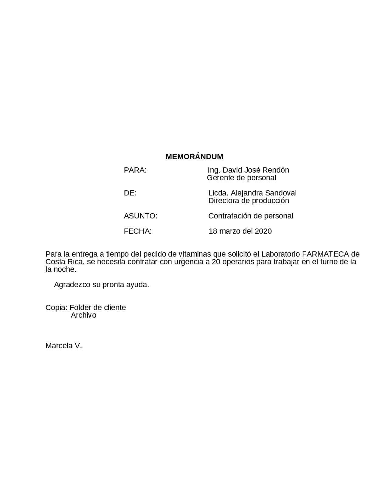memorándum oficinista | Manuais, Projetos, Pesquisas de Espanhol | Docsity