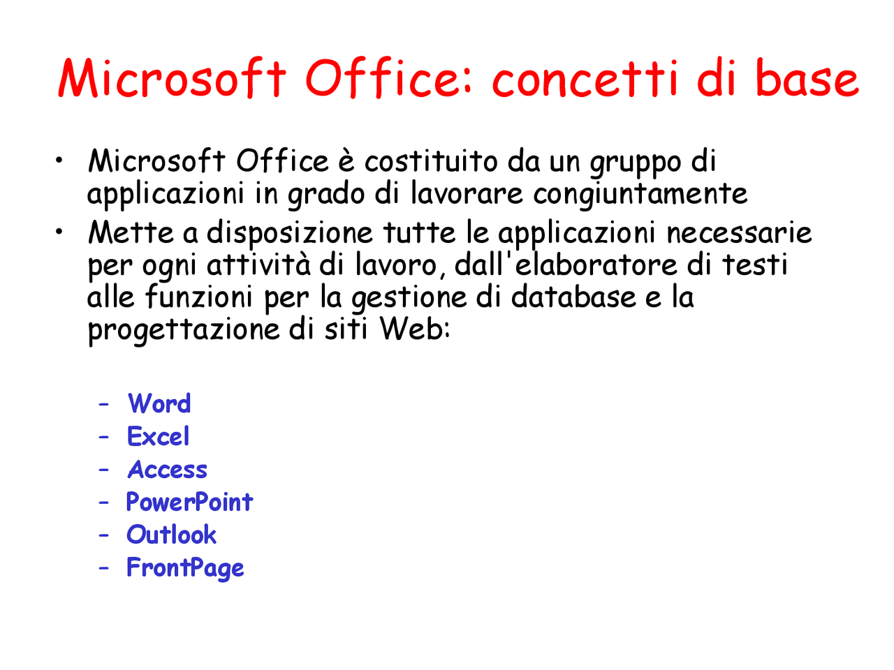 Corso Informatica Concetti Di Base Microsoft Office Docsity