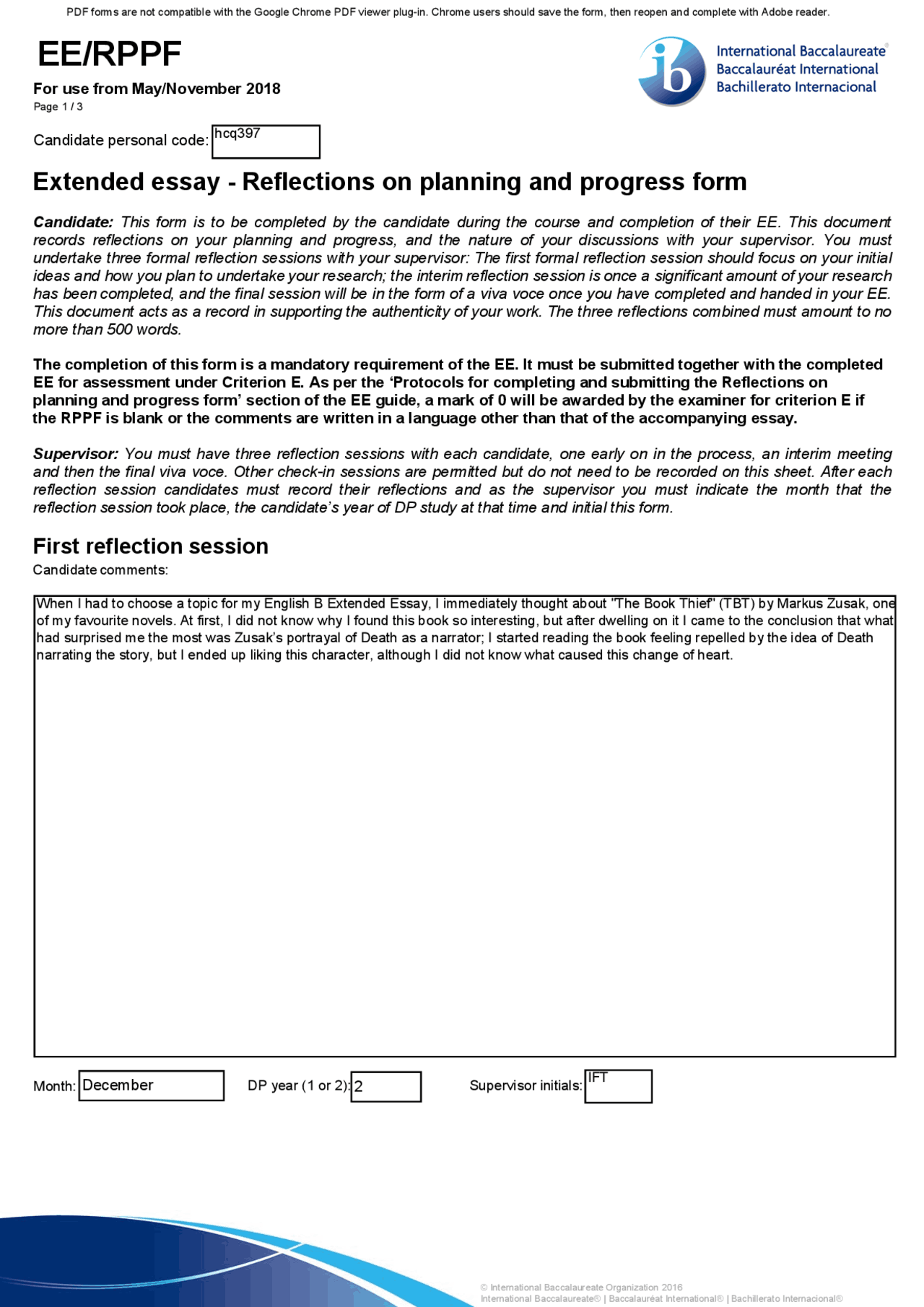 Reflections on ib ee - Docsity