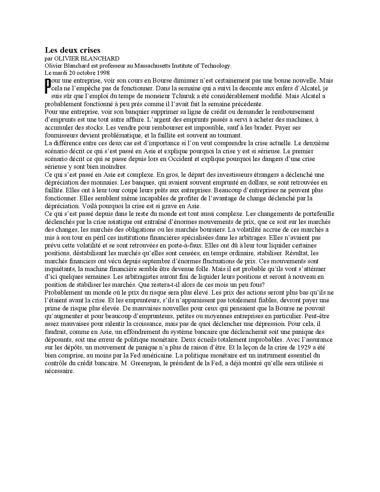 Lectura en francés para repaso en bachillerato - Docsity