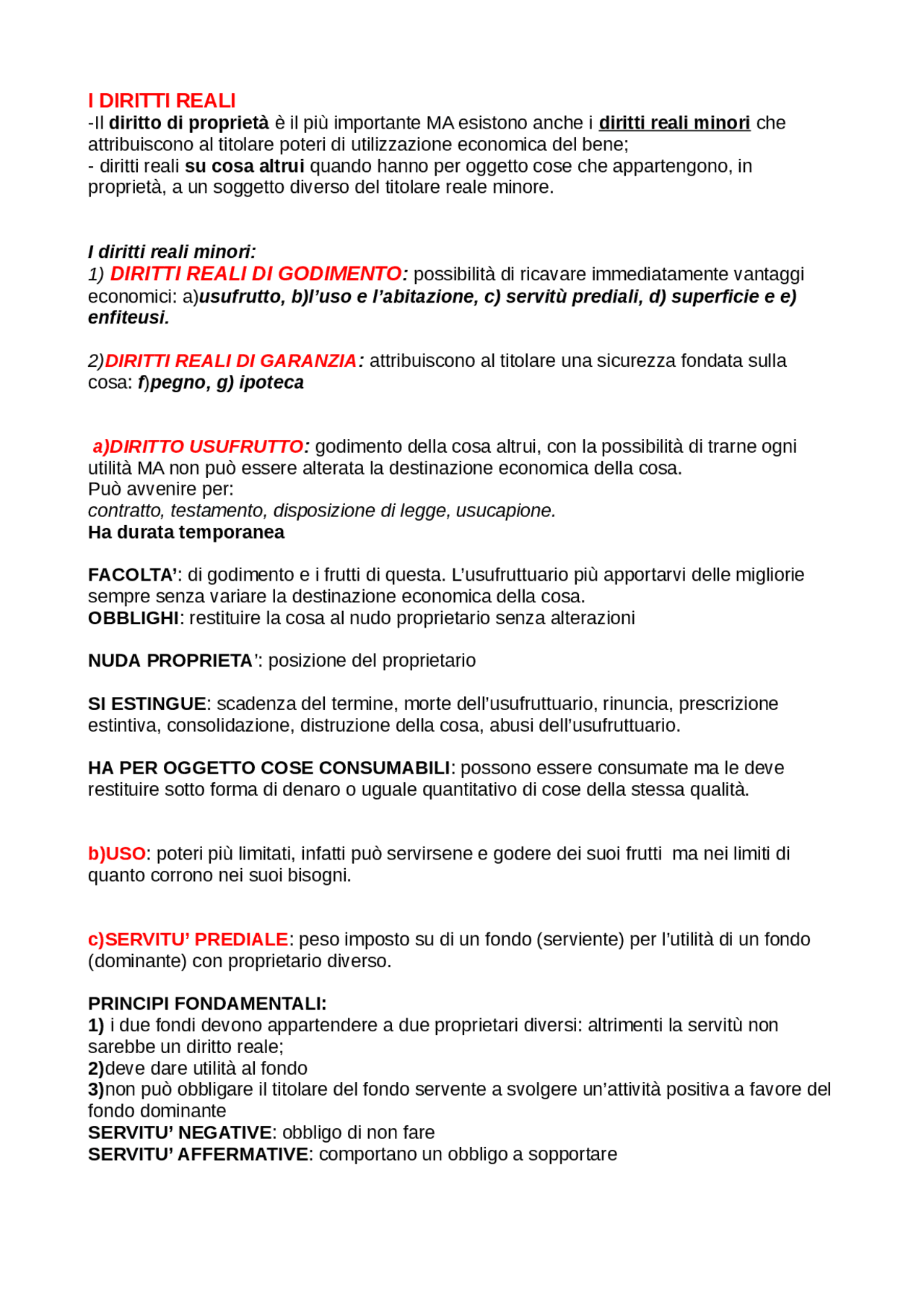 I Diritti Reali Diritto Privato Docsity
