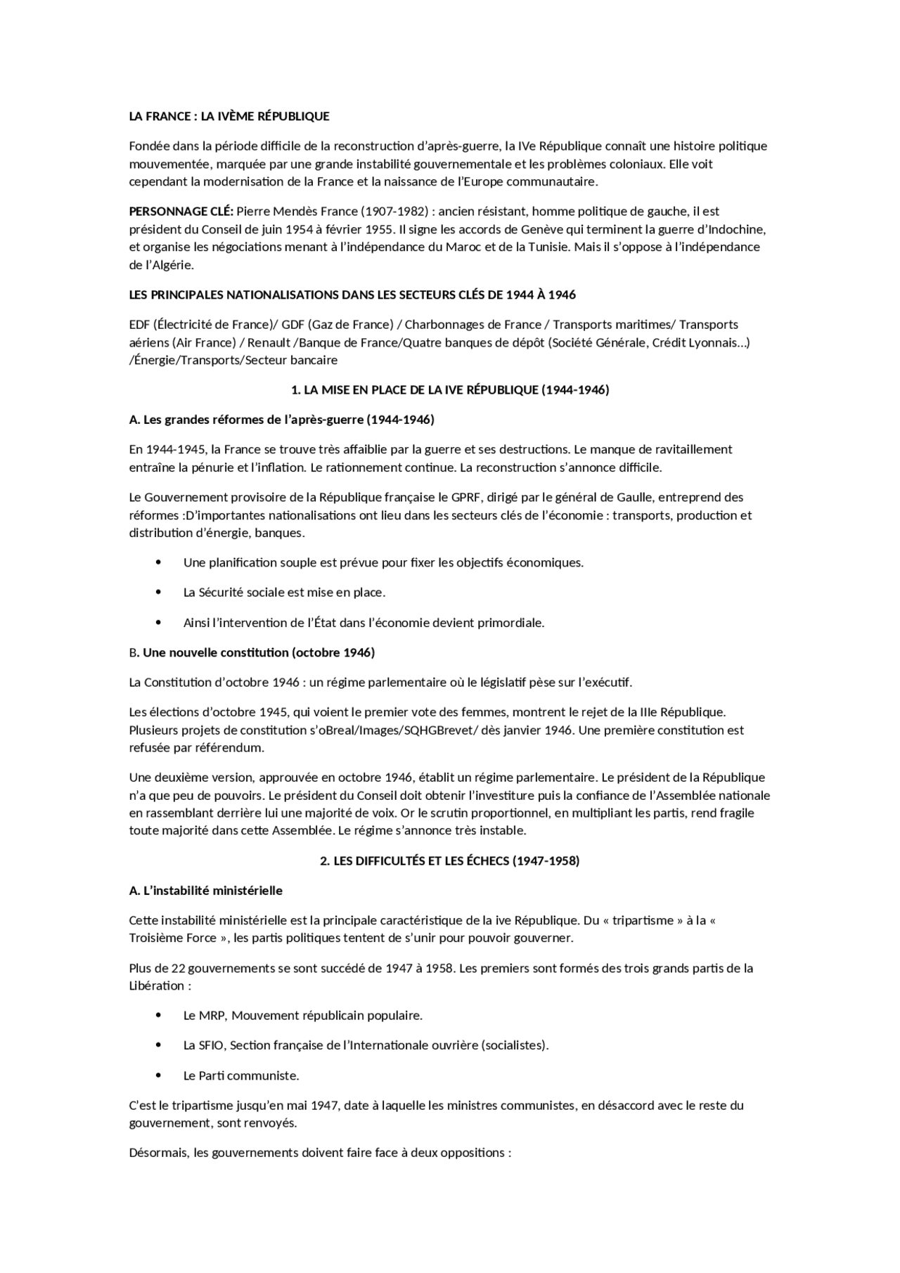 La IV republique française | Resúmenes de Historia del Mundo ...